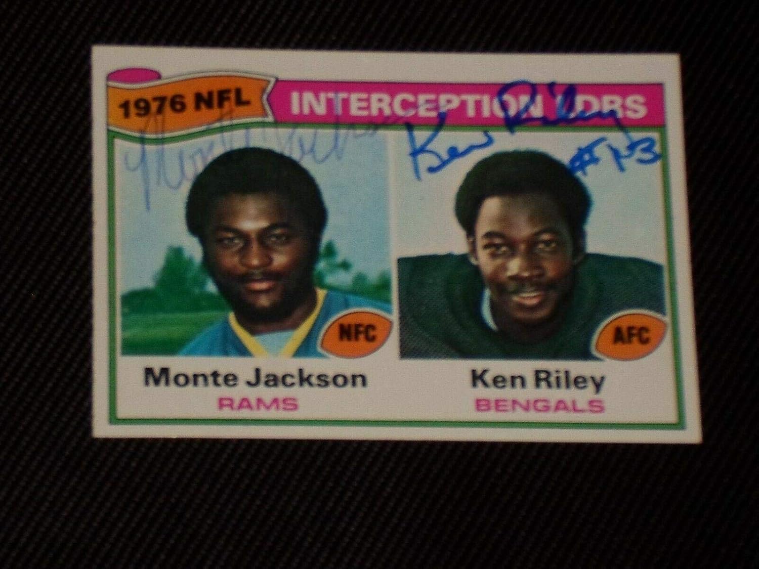 Monte Jackson & Ken Riley 1977 Topps Leaders Signed Autographed Card #5 ...