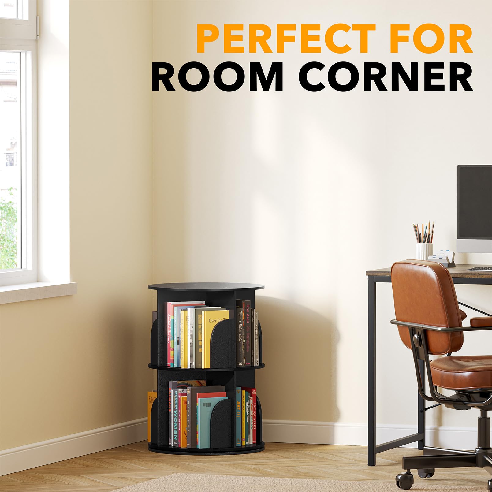 Snapklik.com : 2 Tier Rotating Bookshelf Tower, Spinning Bookcase Lazy ...