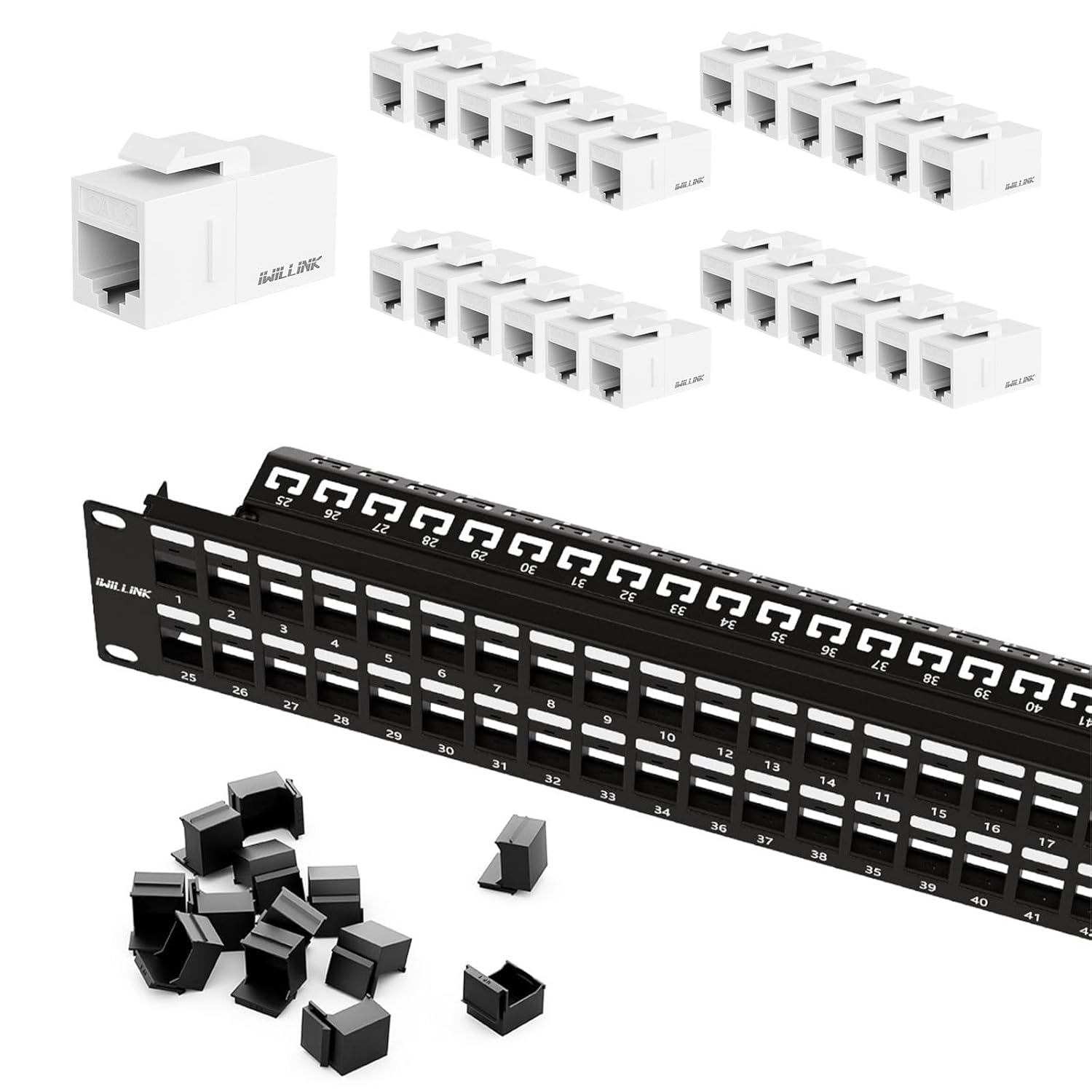 Amazon.com: iwillink RJ45 Cat6 Keystone Coupler 25-Pack and 48 Port ...
