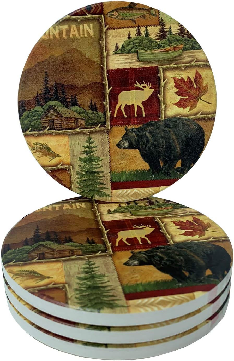 Amazon.com: BLACK FOREST DECOR Moose, Bear & Pinecone Braided Coasters ...