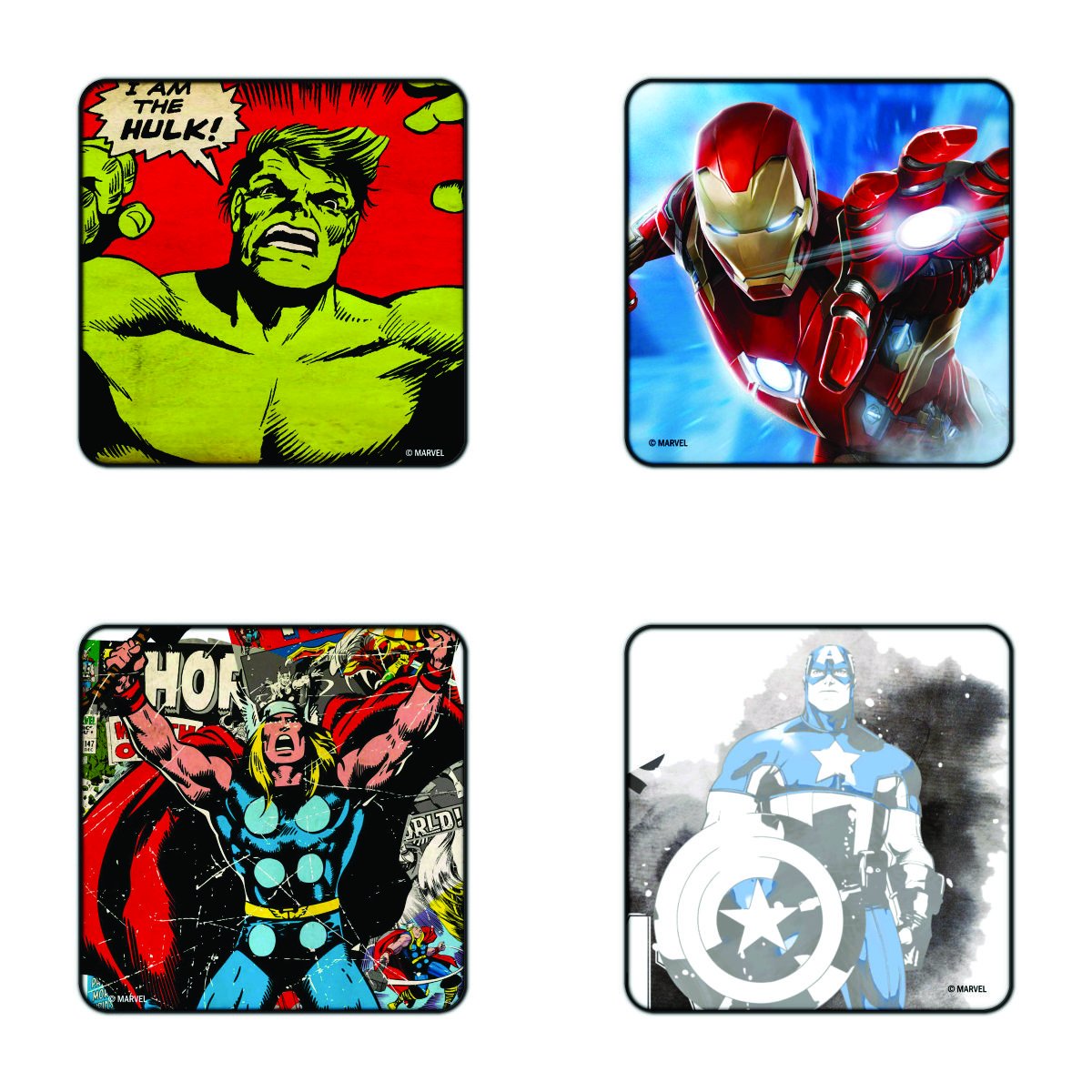 Marvel 'Avengers' Square MDF Coaster (10 cm x 10 cm x 1 cm, Set of 4 ...