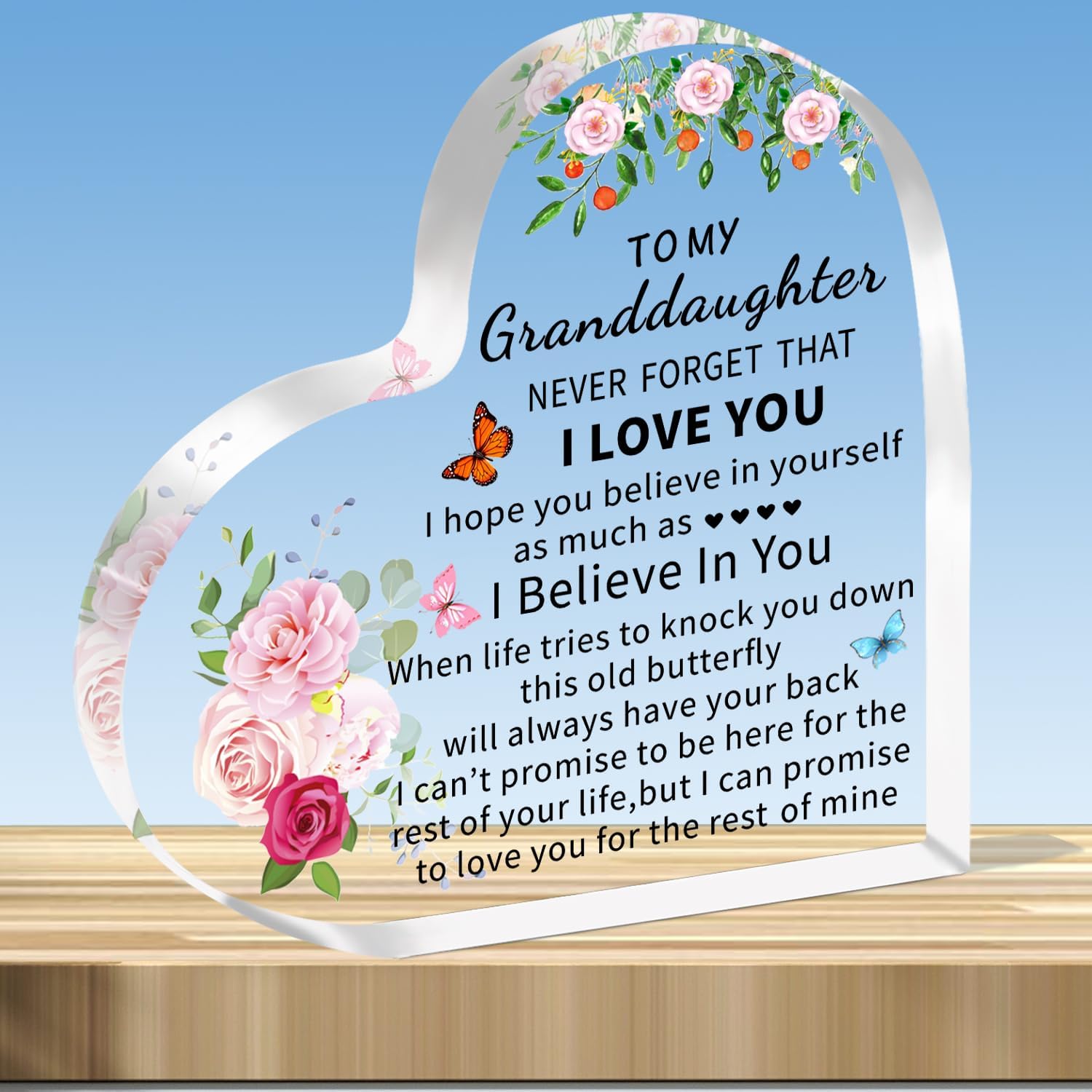 Granddaughter Greatest Gift Pink Wooden Heart Mirror Mirror Sign Plaque ...