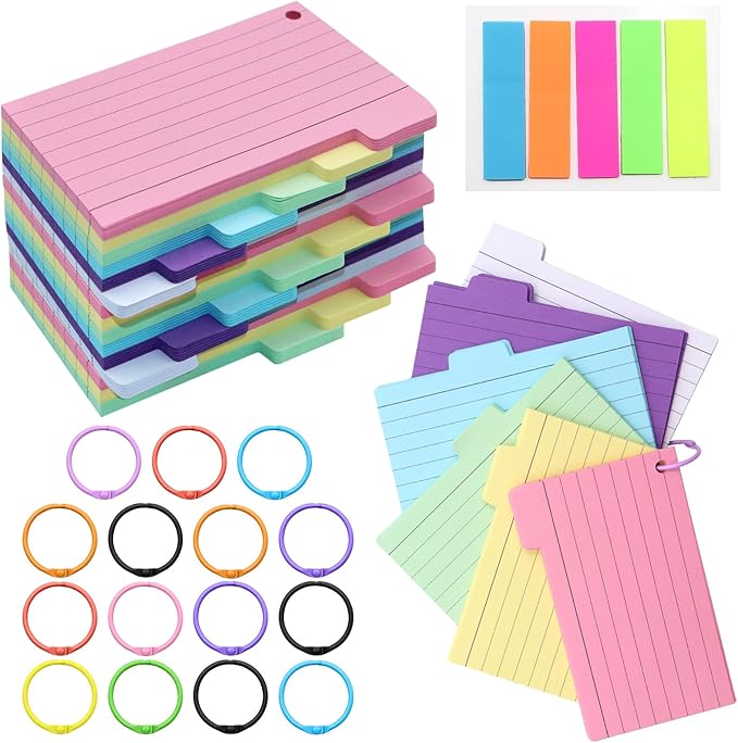 Amazon.com : 375 Pcs Index Cards 3 x 5 Inches, BORISCA Colored Ruled ...