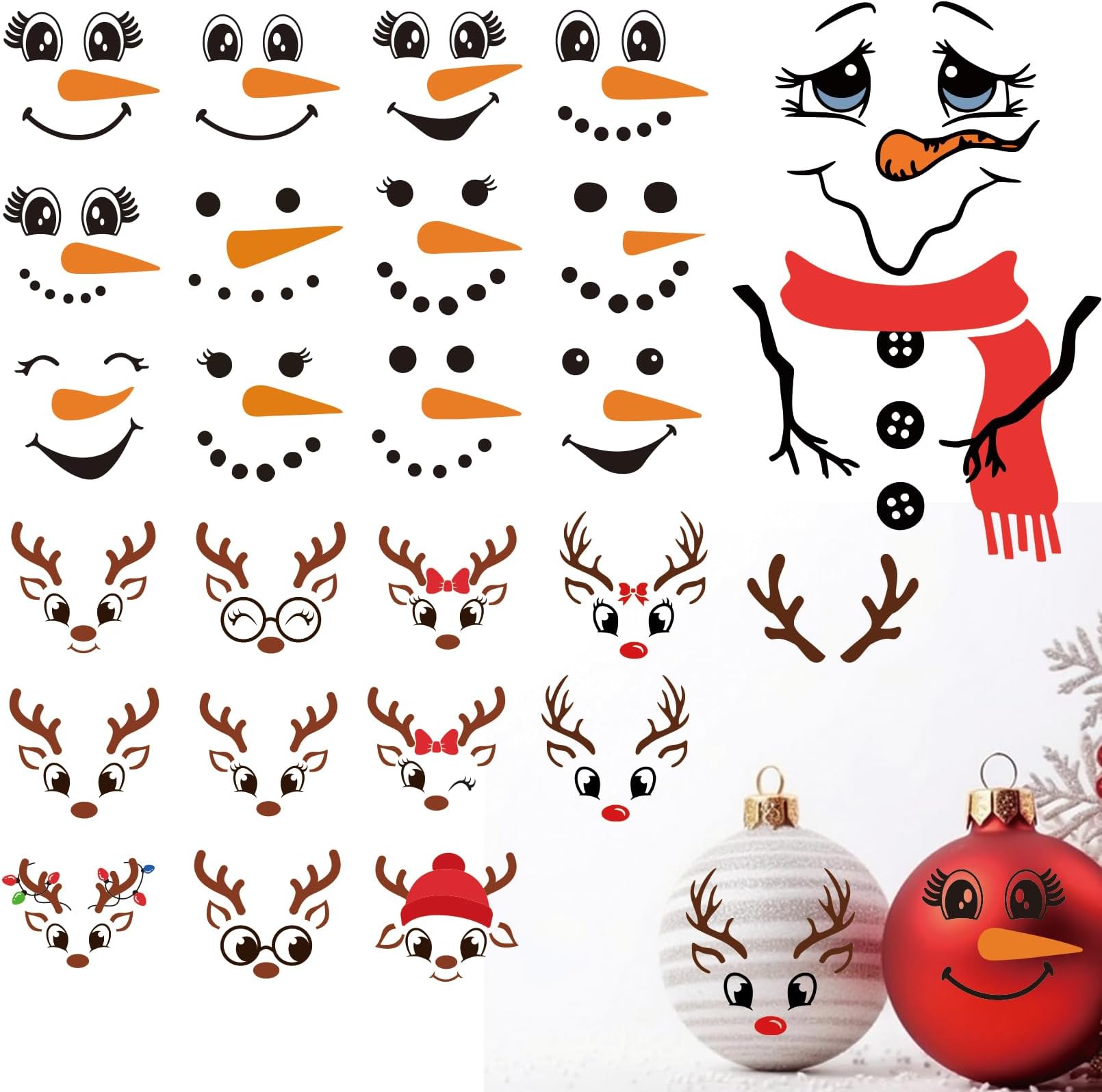 Amazon.com: iMagitek 36 Pcs Snowman Face Stickers for Christmas ...