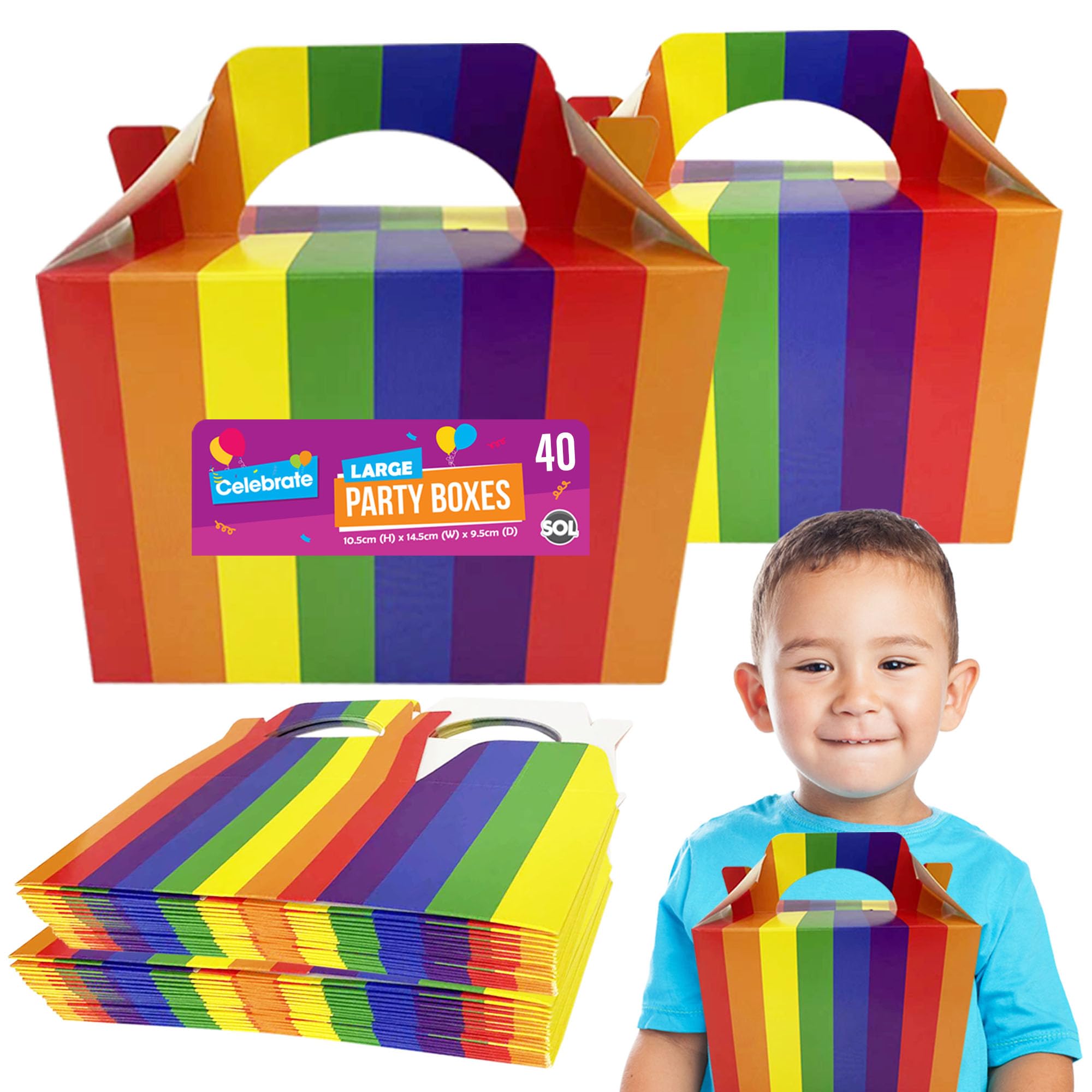 SOL 40pk Large Rainbow Birthday Party Boxes for Kids Party Food - Easy ...