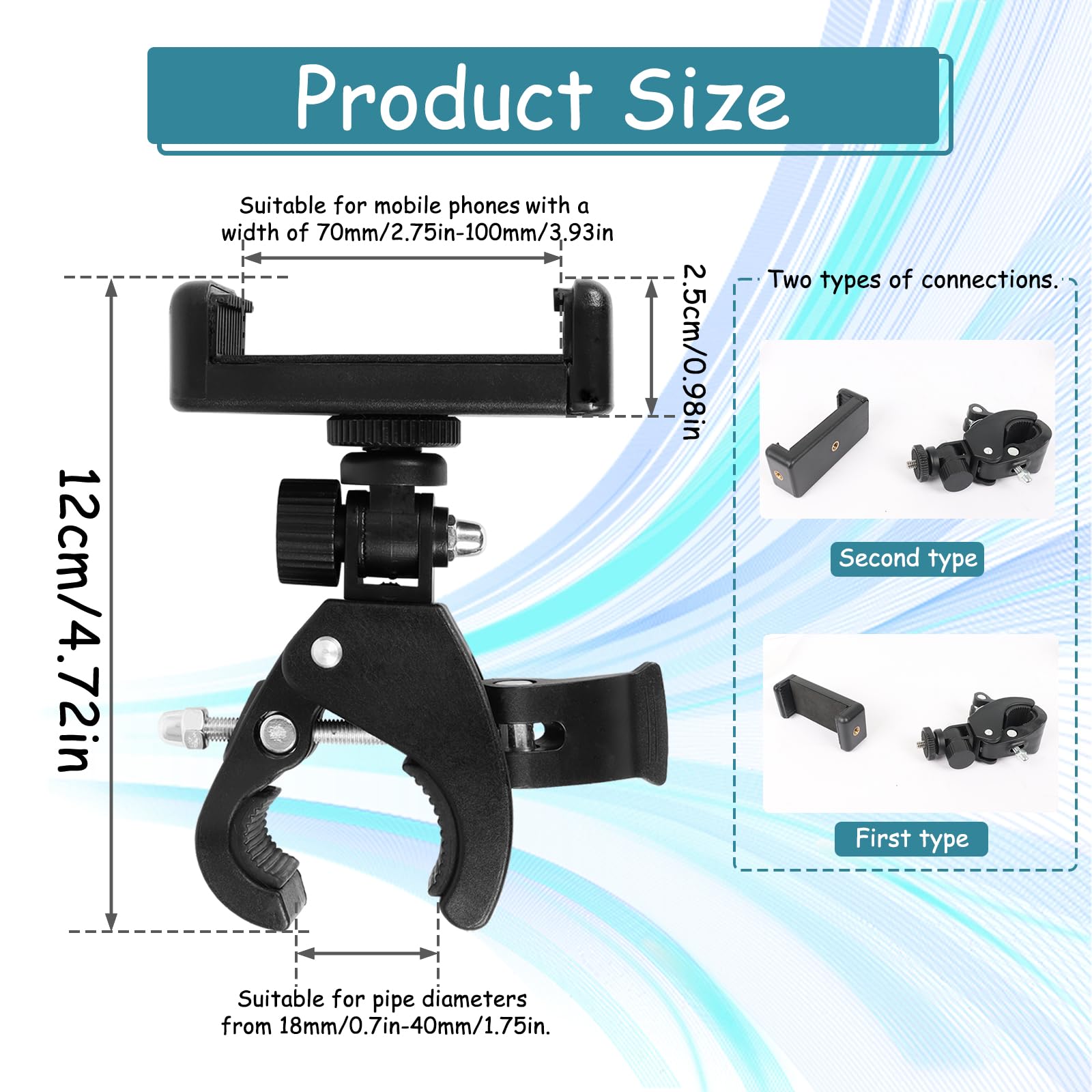 Mic Stand Phone Holder, Microphone Arm Mount Clamp with 360 Rotation ...
