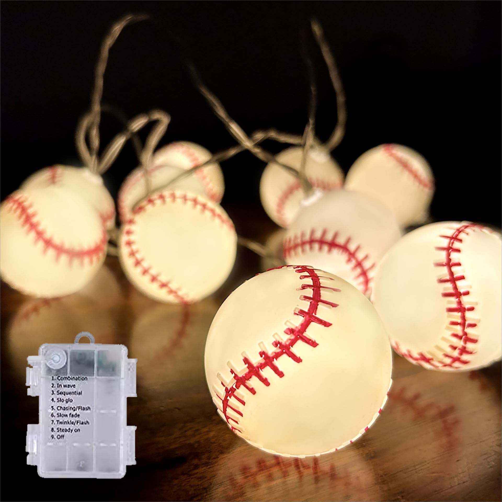 Amazon.com: Lights4fun, Inc. 6ft Baseball String Lights Battery ...
