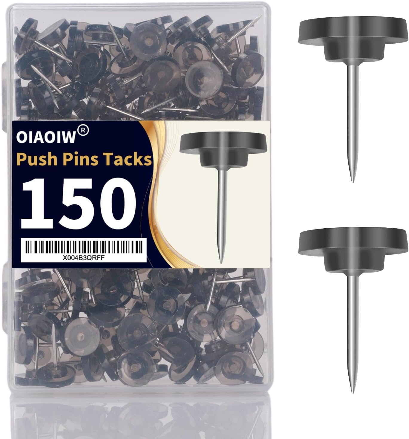 Amazon.com: 150 PCS Flat Black Push Pins for Wall Clear Thumb Tacks for ...
