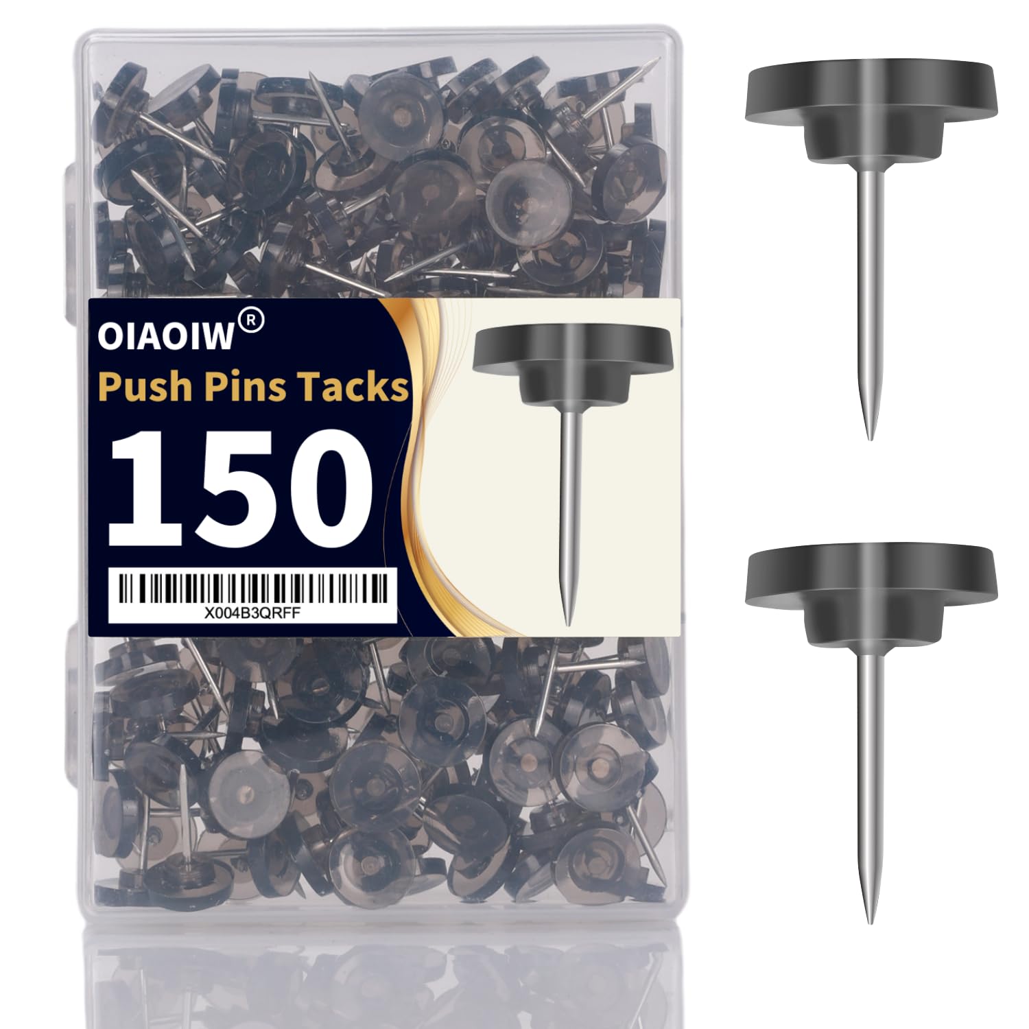 Amazon.com: 150 PCS Flat Black Push Pins for Wall Clear Thumb Tacks for ...