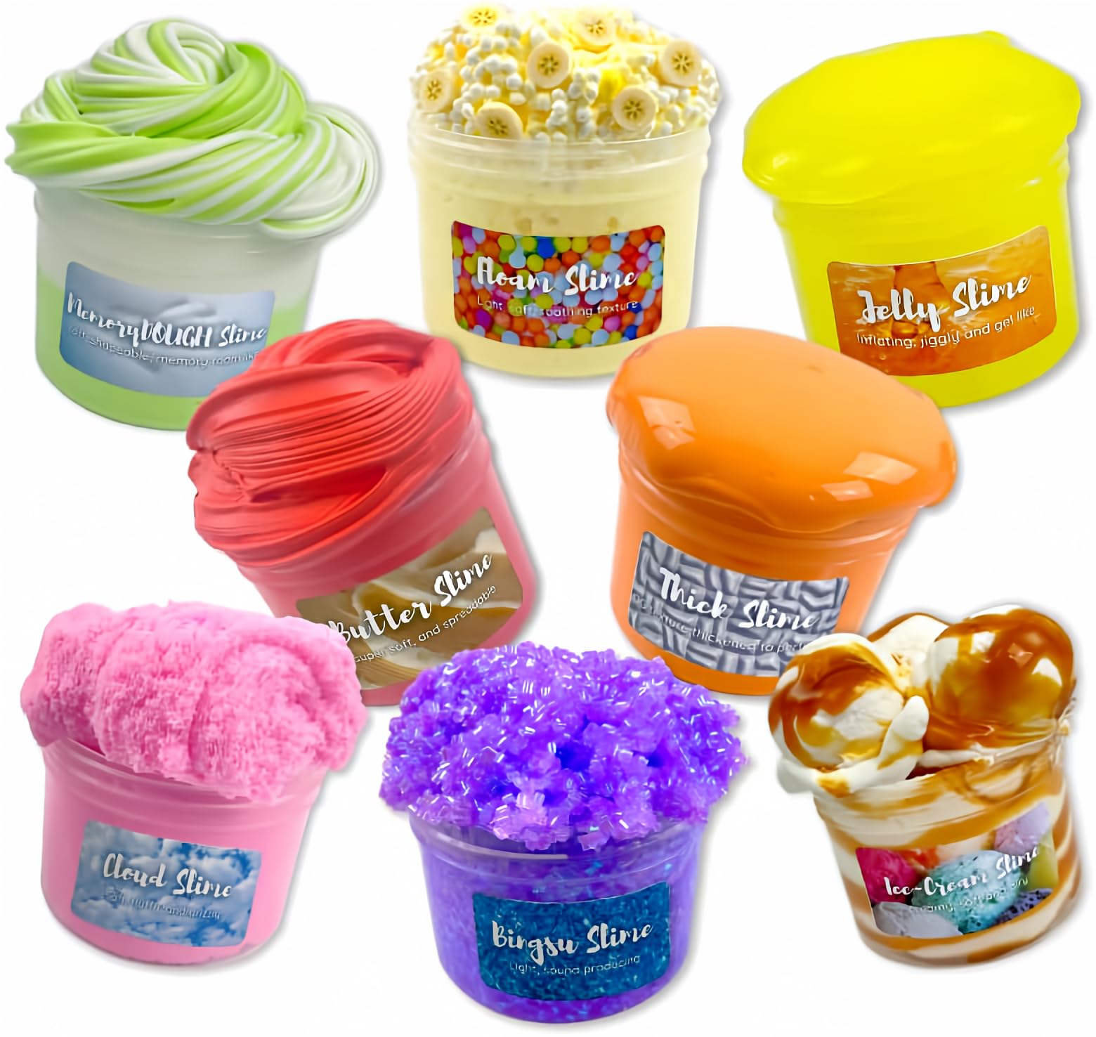 Amazon.com: Slime Texture Sampler Pack (8 x 2.5oz) - Variety Textured ...