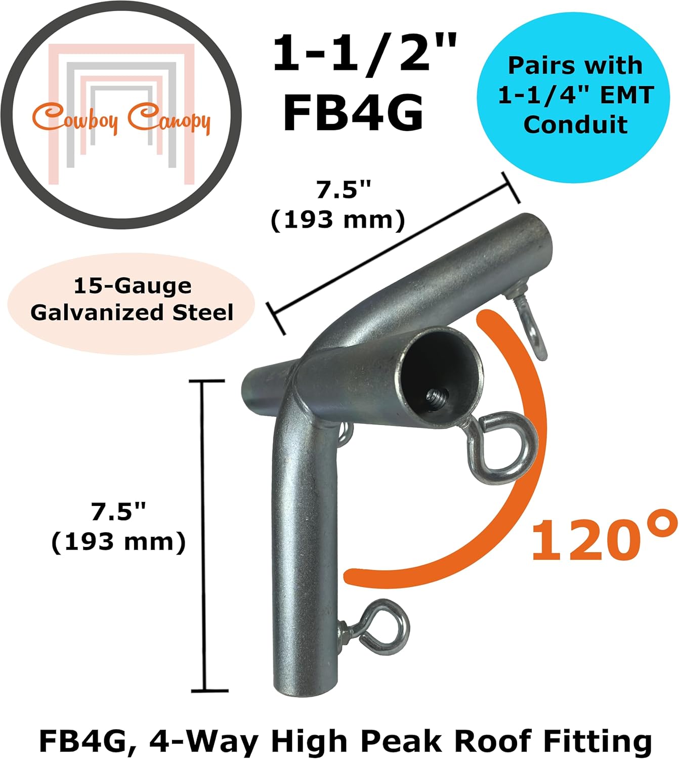 Amazon.com: 1.5" FB4G 4-Way High Peak EMT Conduit Canopy Fittings by ...