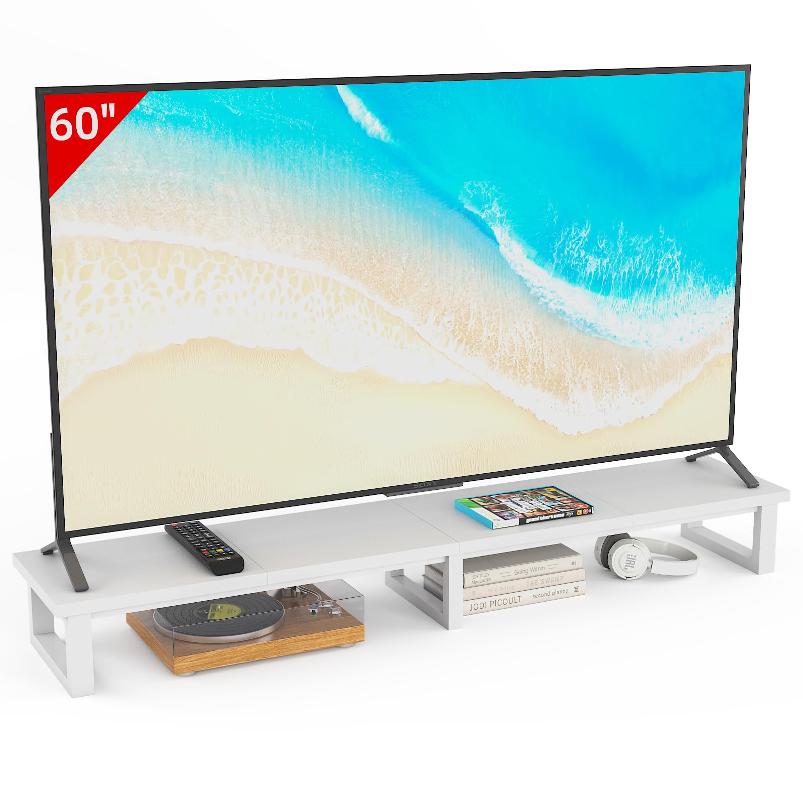 YAOHUOO 47" Large TV Riser for 32-60 inch TV, TV Riser Stand Shelf with ...