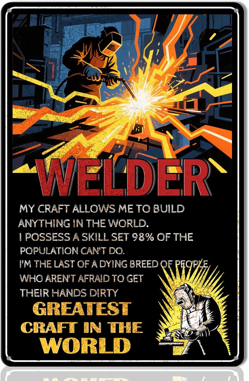 Amazon.com: Welder Metal Tin Sign – Vintage Welding Wall Art for Garage ...