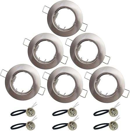 KingYH 6 Pack Round Recessed Spotlights Aluminum Downlight Bezel Trim ...