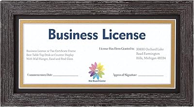 Amazon.com - 5x10 Natural Gallery Business License Frame with 3.5x8 Mat ...