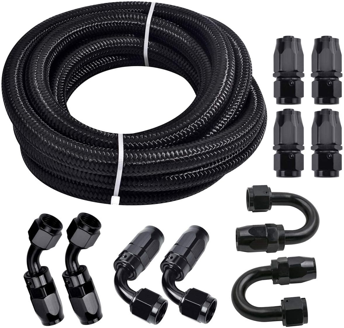 Amazon.com: 3/8 6AN 20FT, Nylon Stainless Steel Braided Fuel Line Oil ...