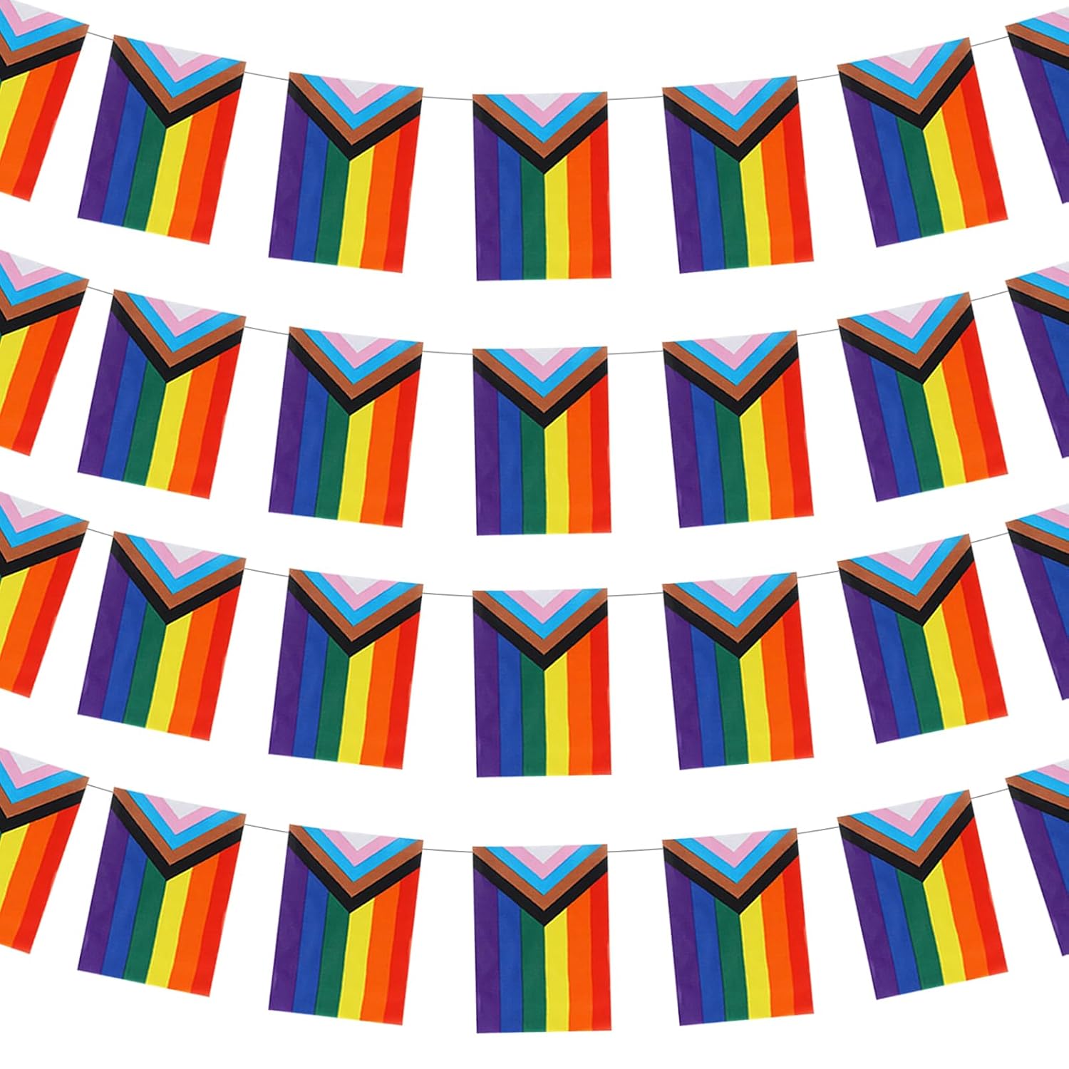 32.8Ft Pride Decorations Bunting Banner,Polyester Rainbow Bunting 30Pcs ...