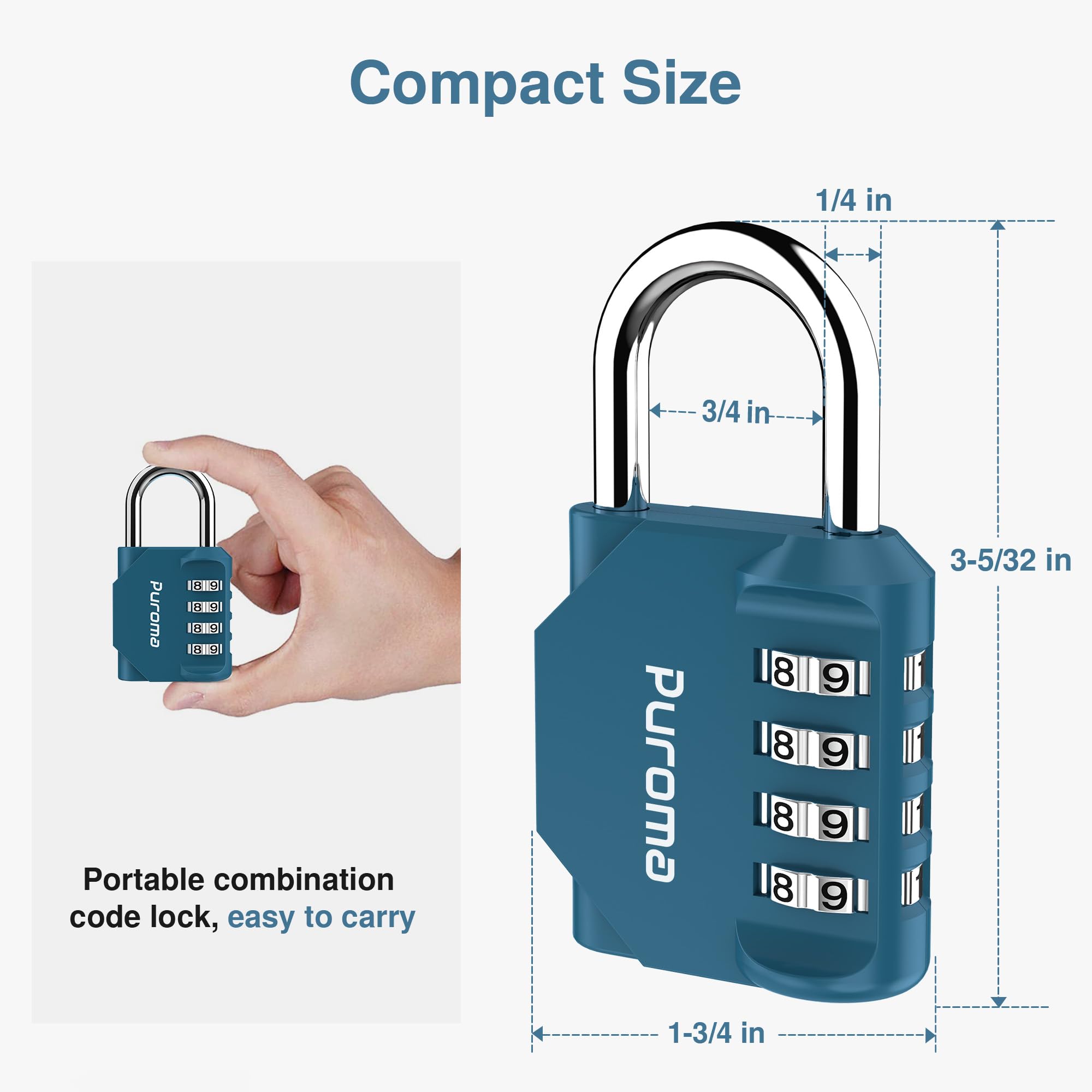 Snapklik.com : Puroma 1 Pack Combination Lock For Locker 4 Digit Outdoor Waterproof Padlock For ...