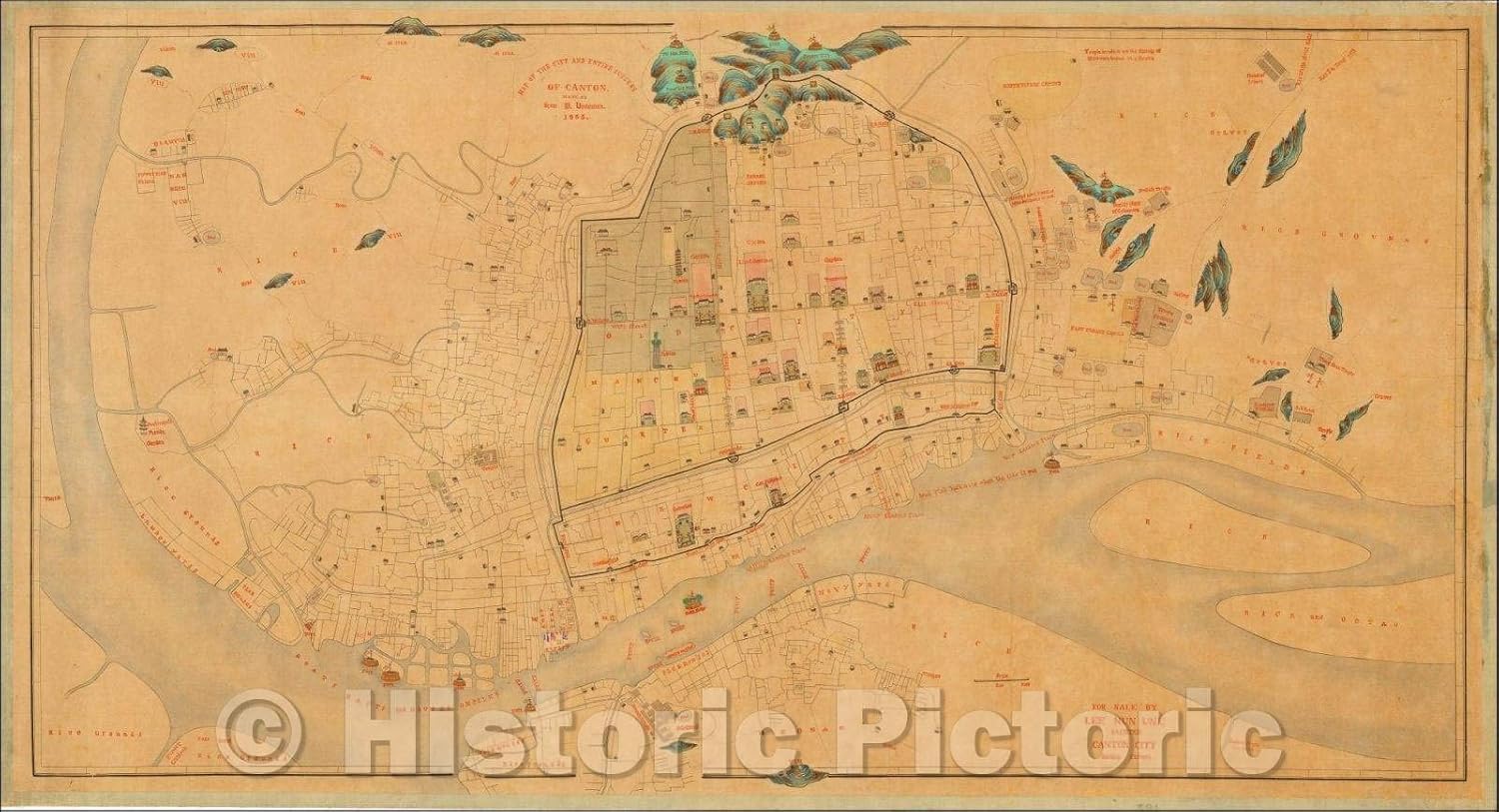 Amazon.com: Historic Map - Guangzhou Plan of The City and Entire ...