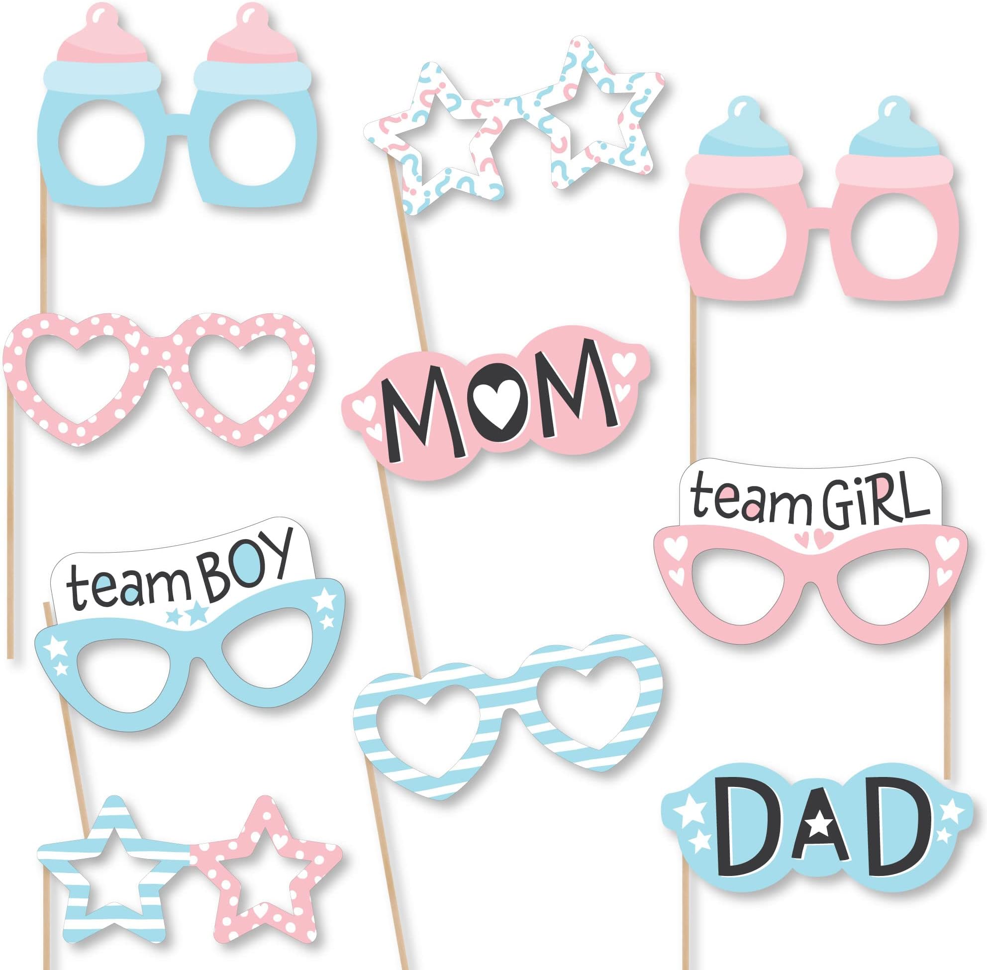 Amazon.com: 30 PCS Gender Reveal Party Boy or Girl Photo Booth Props ...