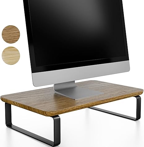 Amazon.com: Beautiful Wooden Monitor Stand for Desk - Sturdy Stand ...