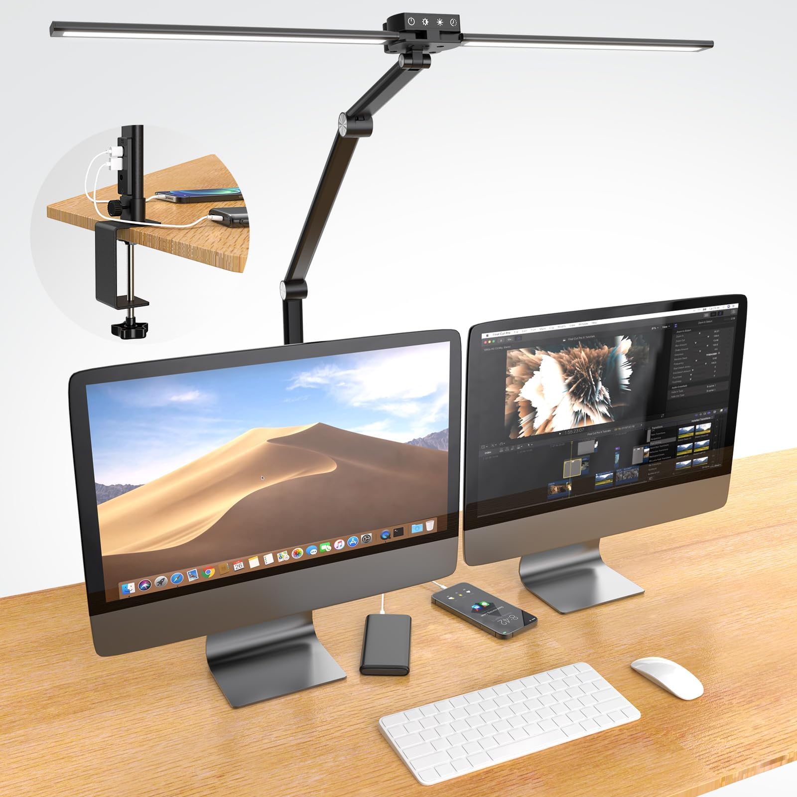 LED Desk Lamp with Clamp, 24W Ultra Tall Bright Architect Desk Lamp ...