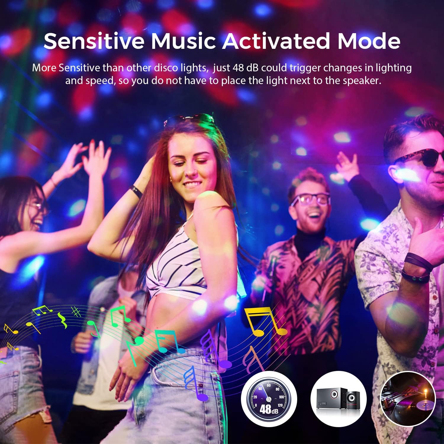 Disco Lights, 360° Rotation【2-in-1 Disco Ball & Night Light】Sound ...