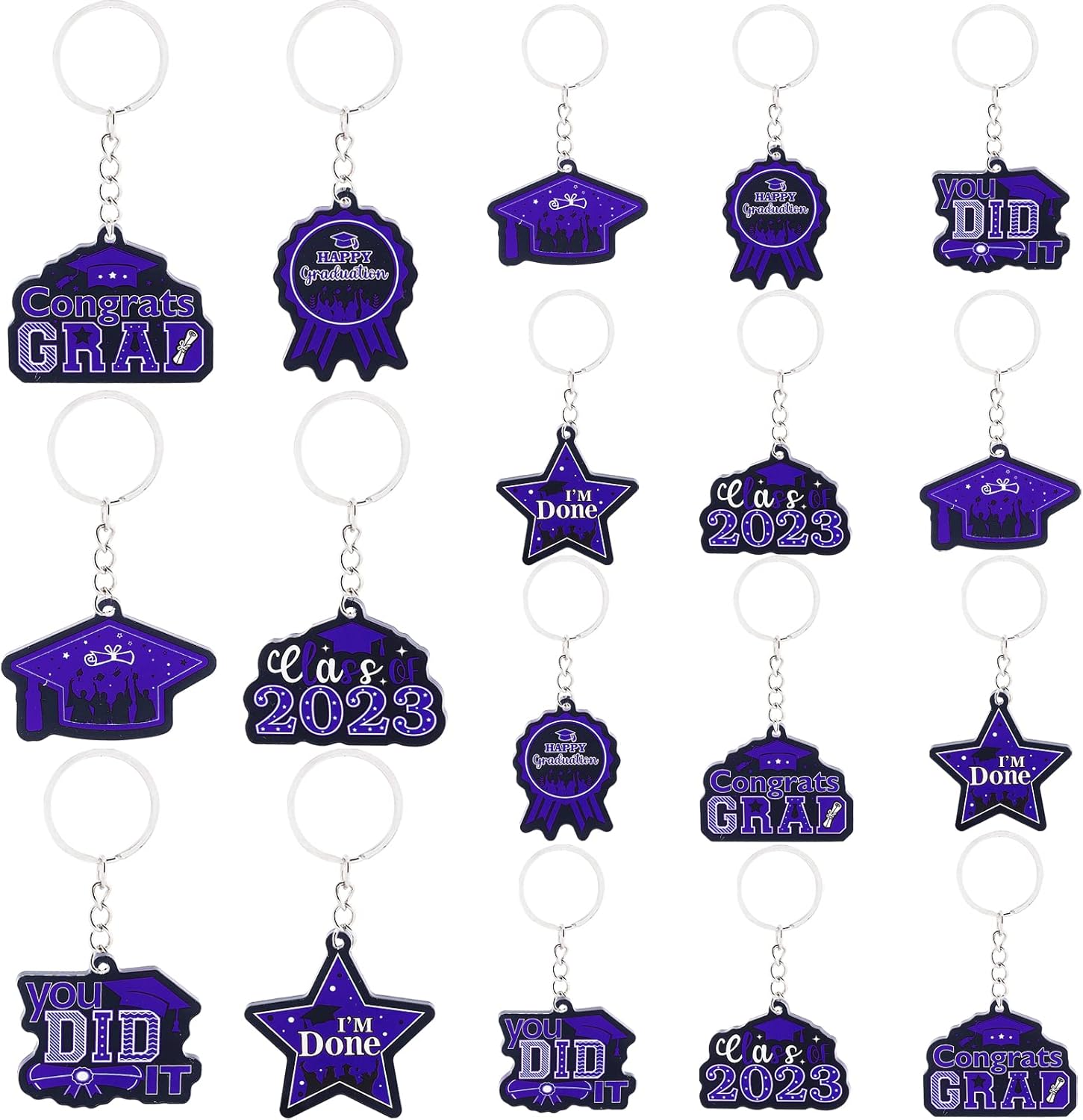 Amazon.com: 18 Pieces Class Of 2023 Graduation Keychains Purple ...