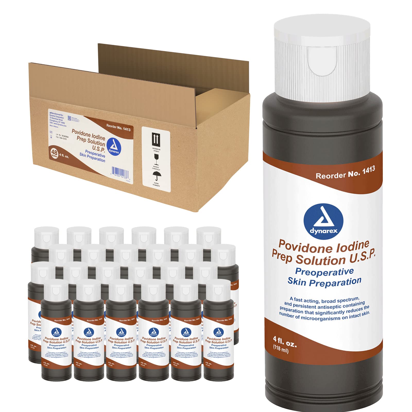 Amazon.com: Dynarex Povidone-Iodine Prep Solution, Antiseptic Solution ...