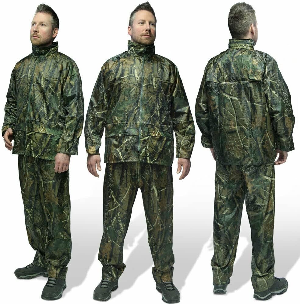 XL Carp Fishing Hunting Camo Waterproof Jacket & Trousers Rain Suit ...