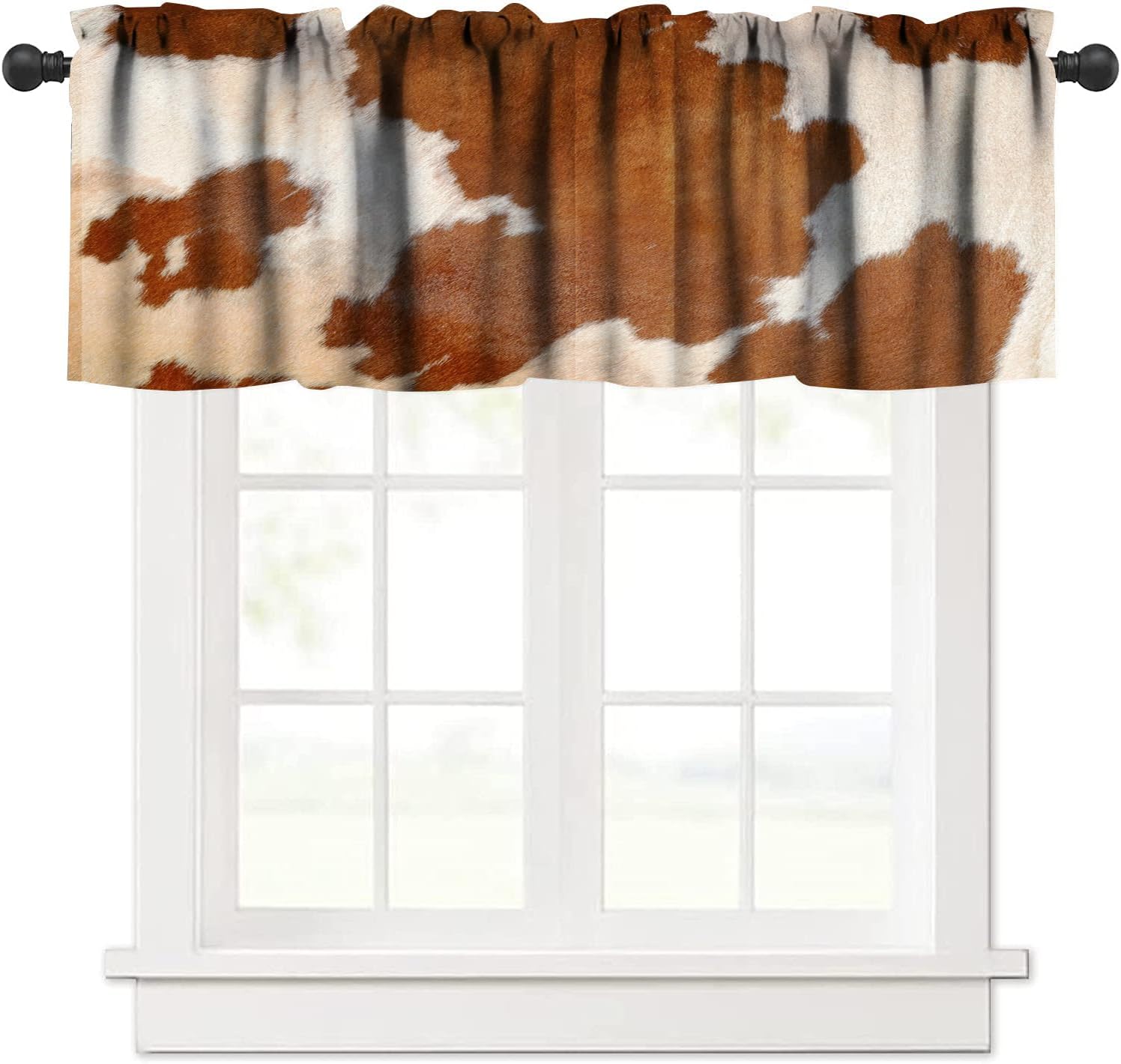 Amazon.com: Cowhide Valances Curtains Farm Animal Fur Brown White Cow ...