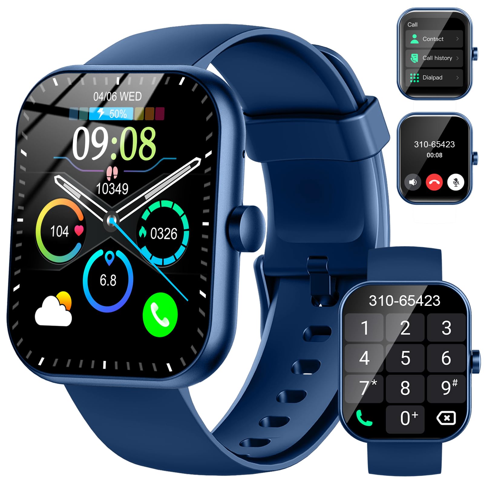 Smart Watch for Men Women with Bluetooth Call, 1.96" Smartwatch with ...