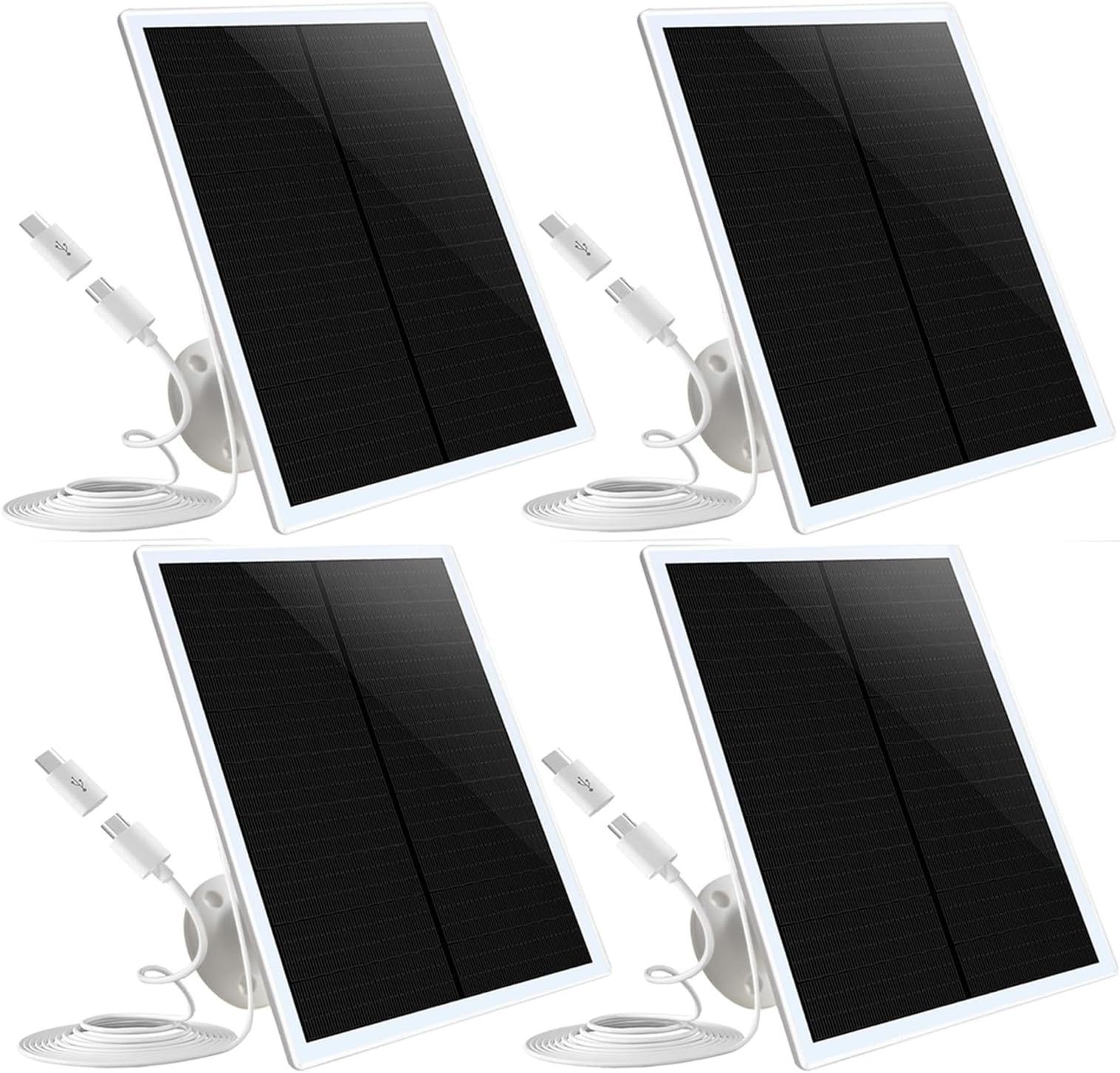 Amazon.com: 4 Pack Solar Panel for Outdoor Camera Micro USB & USB-C ...