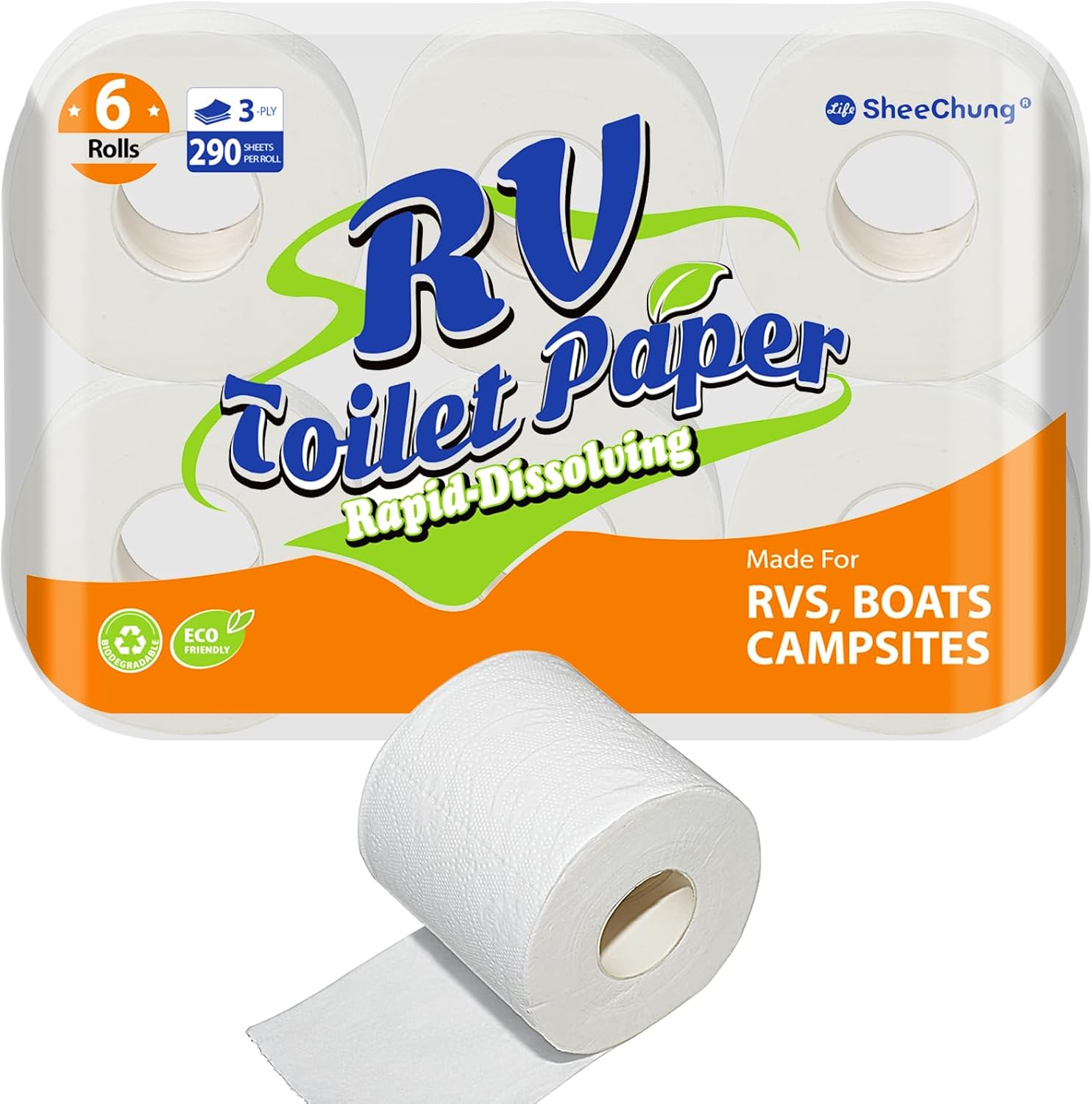 Amazon.com: SheeChung RV Toilet Paper - 6 Rolls, Rapid Dissolve, Septic ...