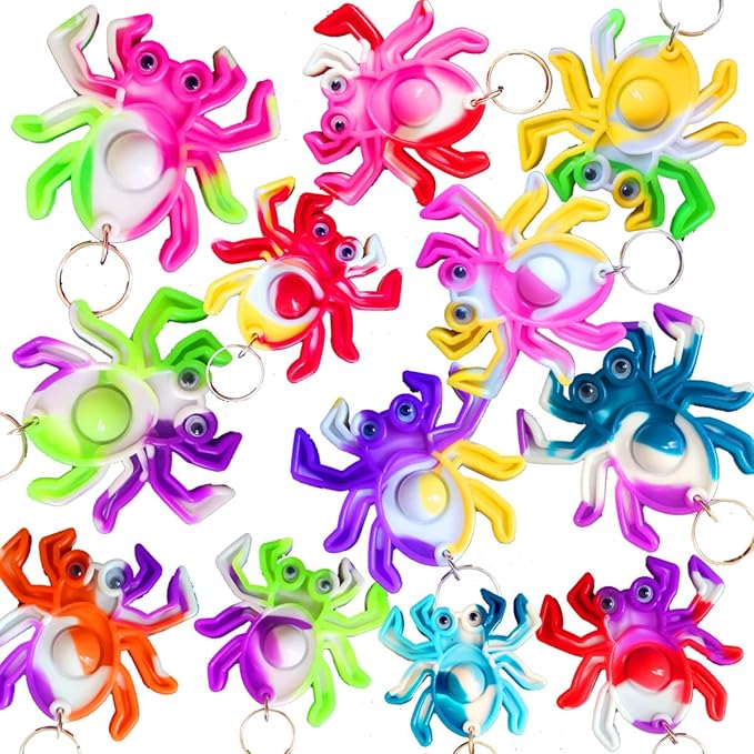 Amazon.com: Roaqua Bulk 30 Packs Spider Push Fidget Bubble Mini Pop ...