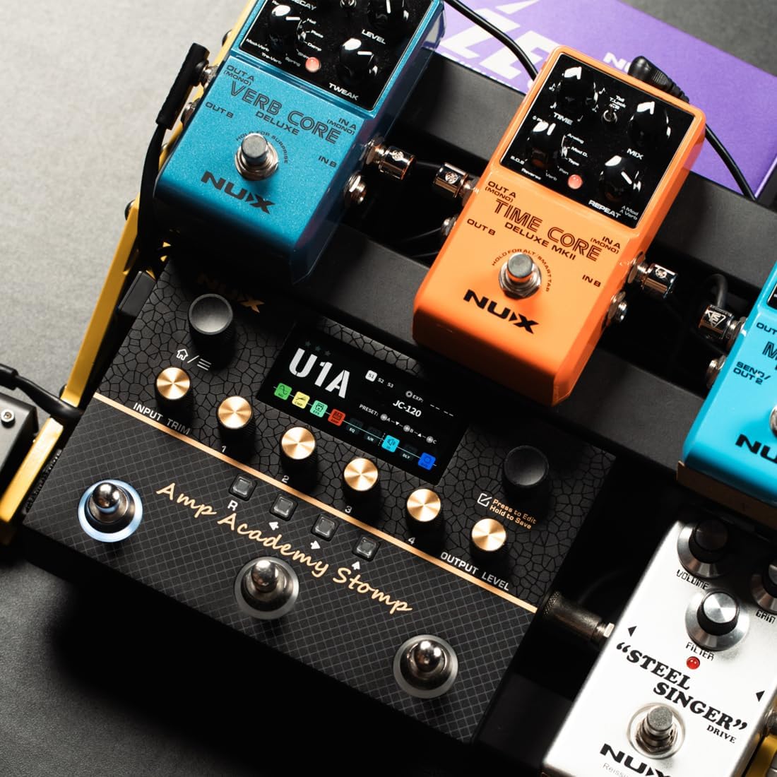 NUX Amp Academy Stomp Compact Amp Modeler, Multi Effects Pedal, 9 EFX ...