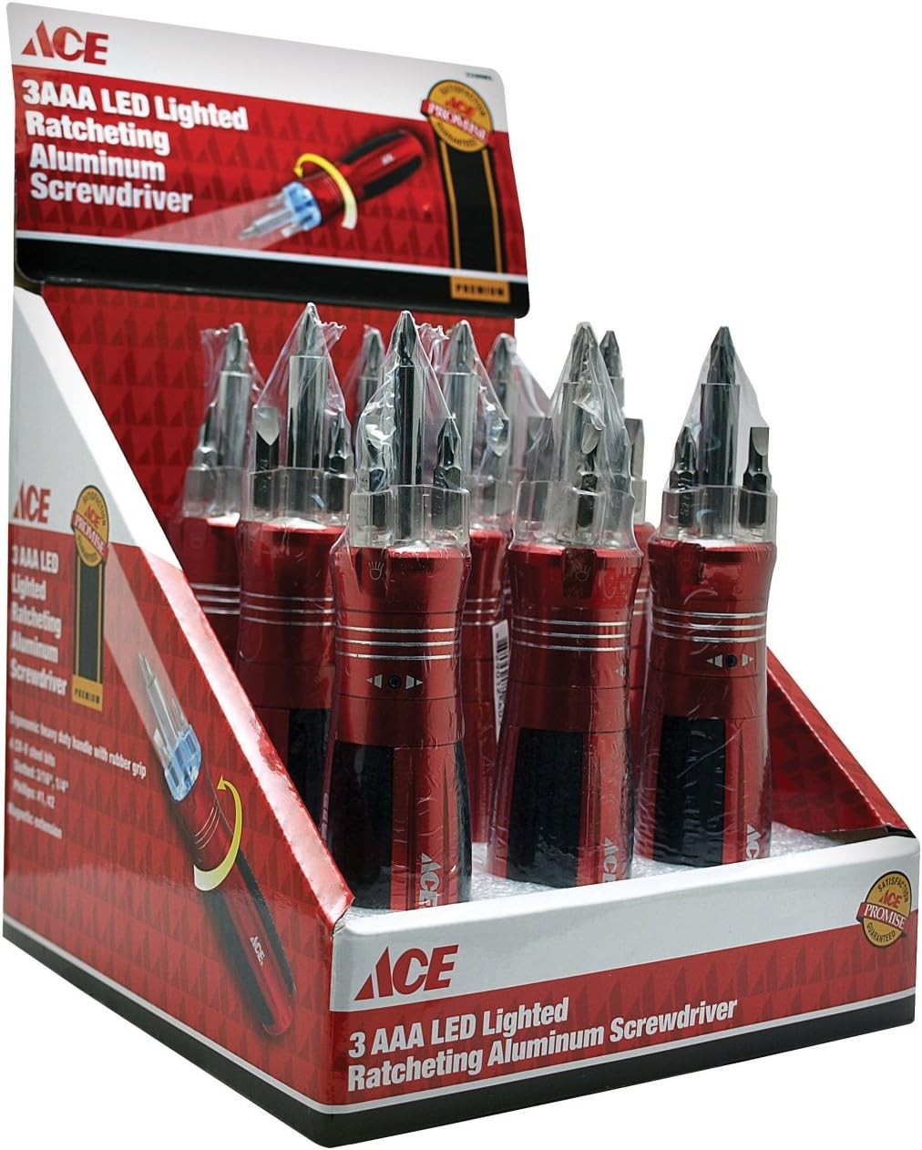 Amazon.com: Ace LED Lighted 4-In-1 Ratchet Screwdriver - 9 Pack : Tools ...