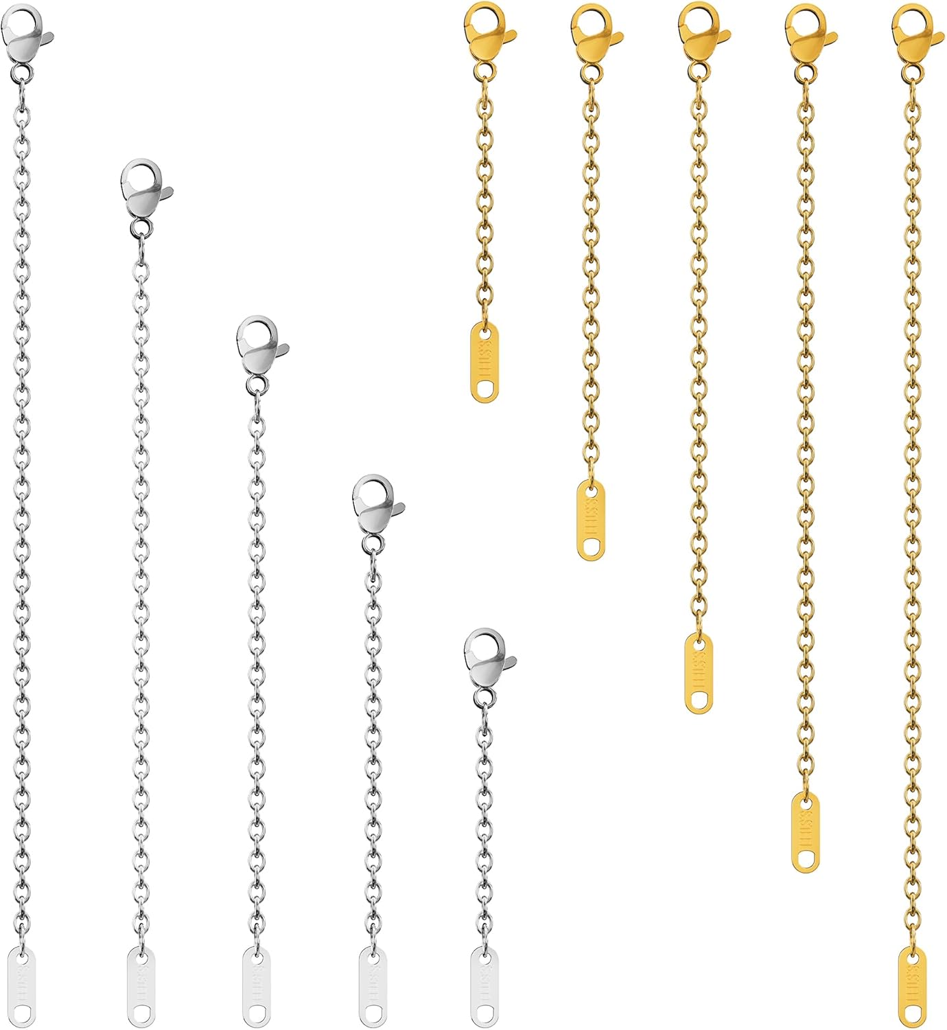 Amazon.com: Necklace Extender, 10Pcs Stainless Steel Gold Silver Chain ...