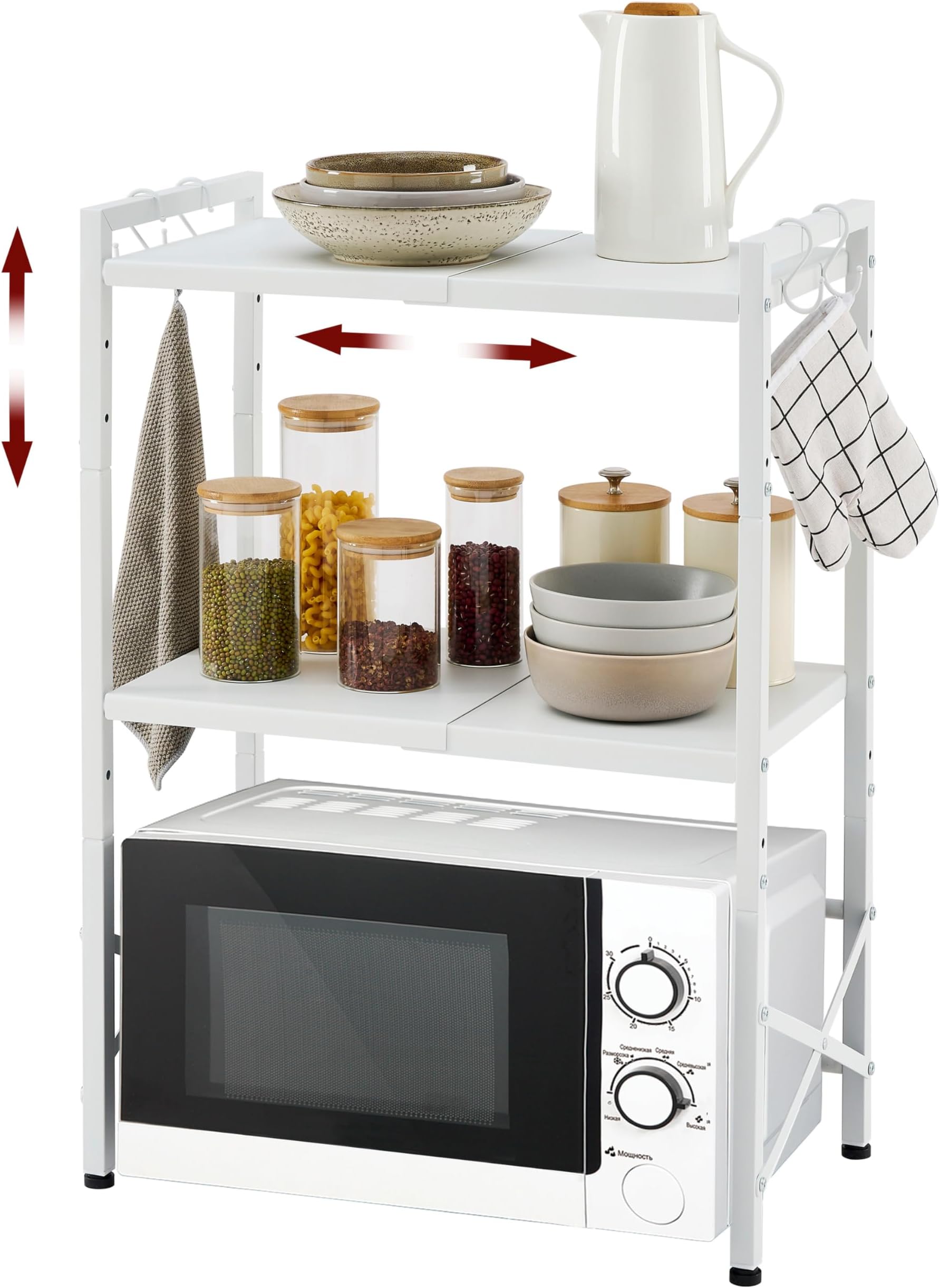 Amazon.com - Hoctieon 3-Tier Expandable Microwave Oven Rack with 4 ...