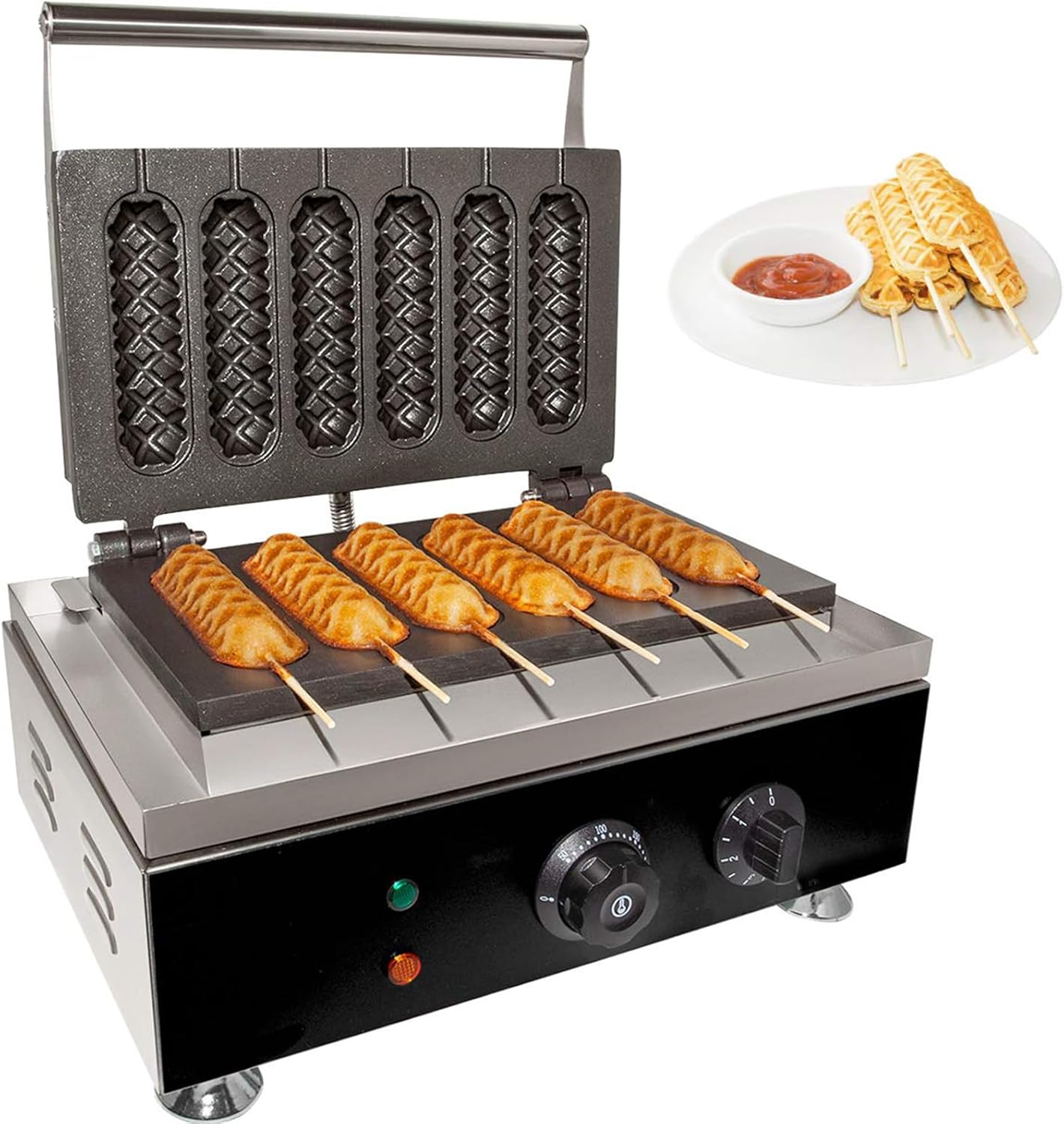 Amazon.com: Commercial Corn Dog Waffle Maker Machine Hot Dog Cheese ...