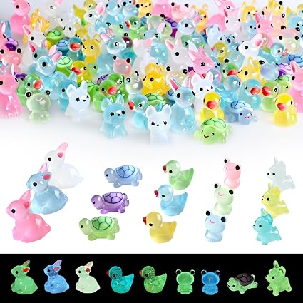 Amazon.com: 150 Pcs Tiny Mini Resin Animals Luminous Miniature Animals ...