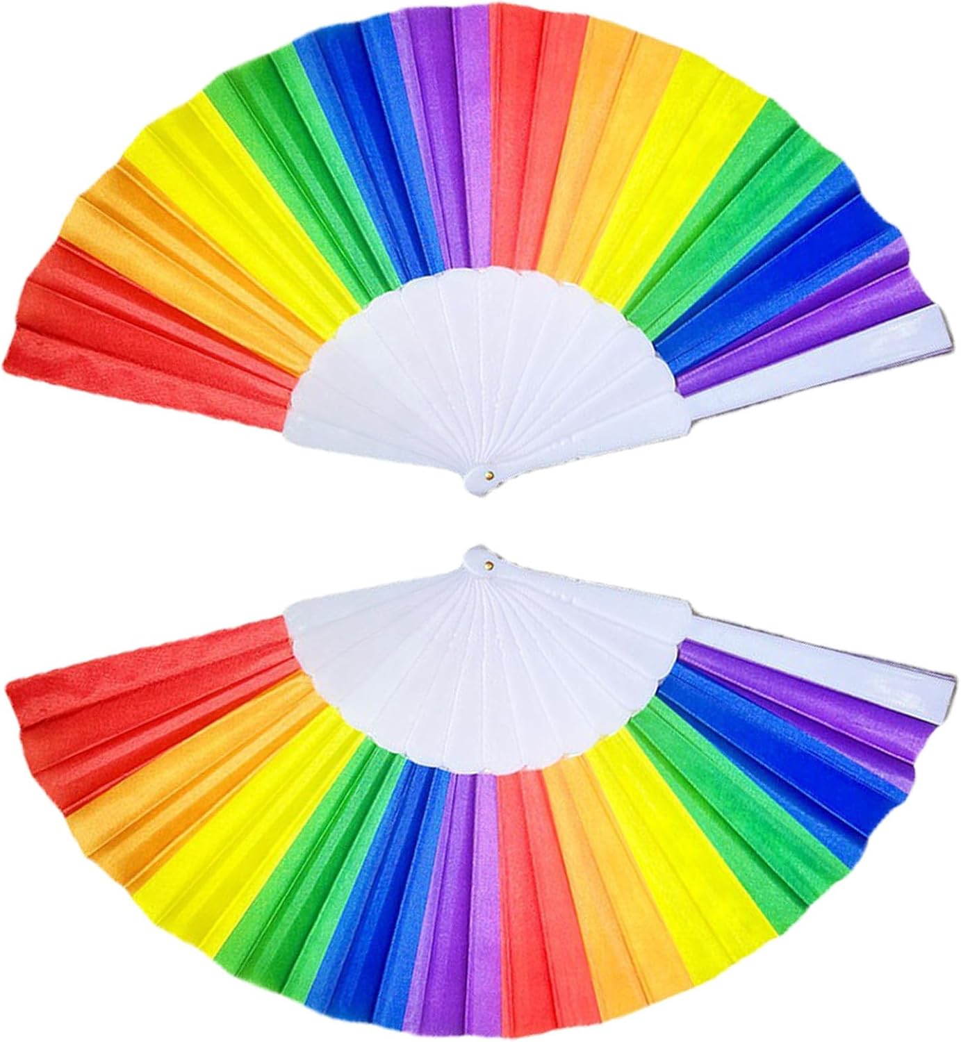 HZZXCH 2Pcs Rainbow Folding Fans Rainbow Fan Pride Fan Colorful Hand ...