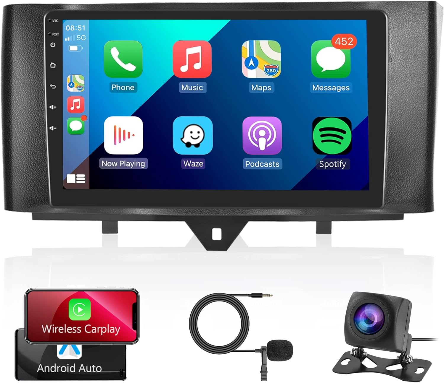 2G 32G Android Car Stereo for Mercedes-Benz Smart Fortwo 2006-2015 with ...