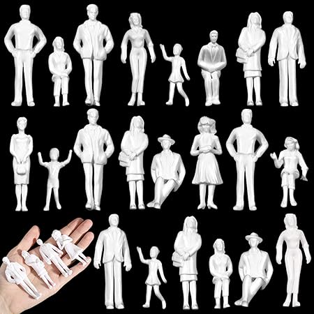 Amazon.com: Namalu 50 Pcs 1:25 Scale White Unpainted Mini People ...
