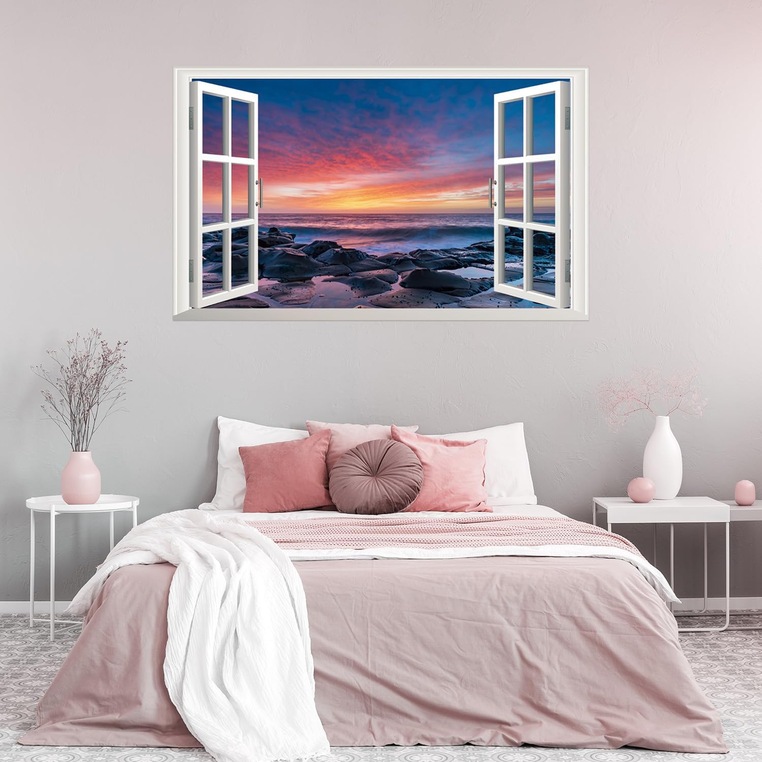 Amazon.com: Aurbhosa Beach Seascape Wall Sticker Peel and Stick Sunset ...