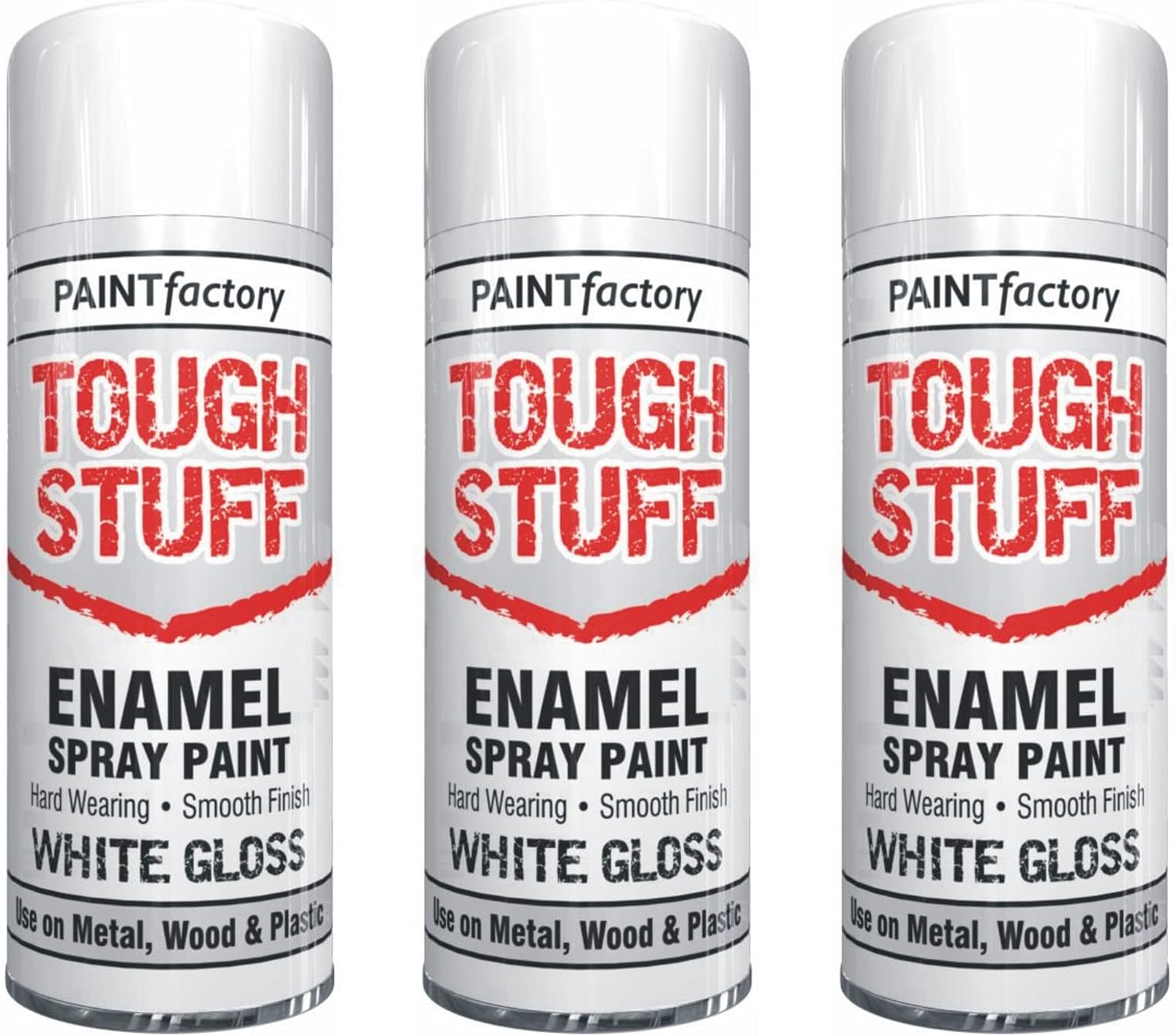 White Enamel Spray Paint, 3 X 400ml Can Ideal For Metal, Wood & Plastic ...