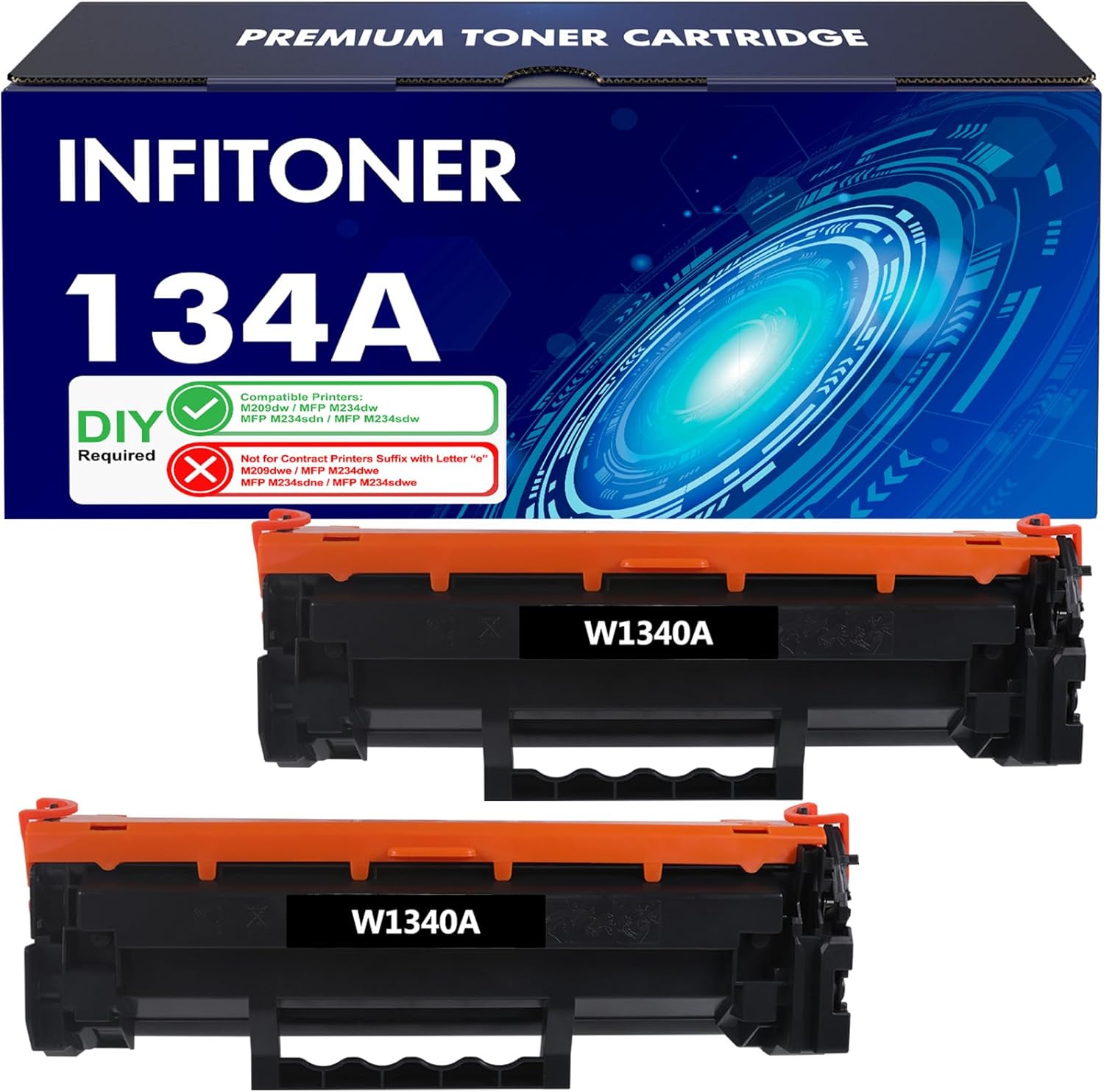 Paquete de 2 cartuchos de tóner 134A compatibles para HP 134A W1340A ...