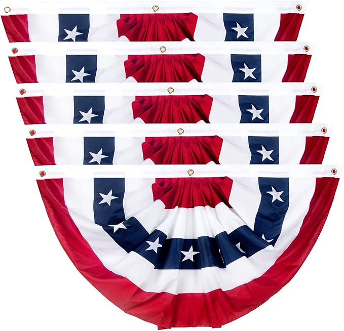 Amazon.com : 2x4 Ft American Pleated Fan Flag, Patriotic Half Fan ...