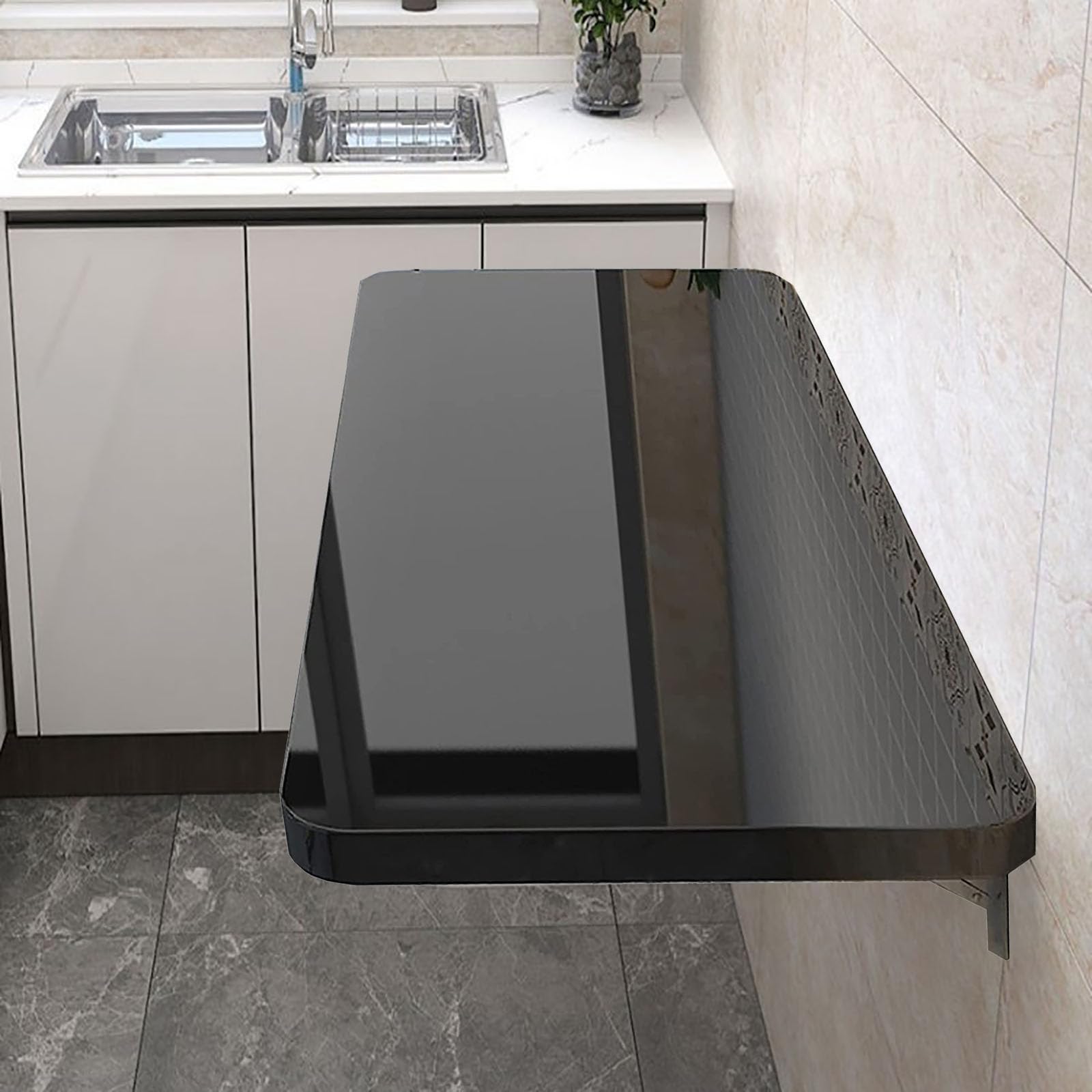 FUYAO Wall Mounted Folding Table, Fold Down Floating Desk for Small ...