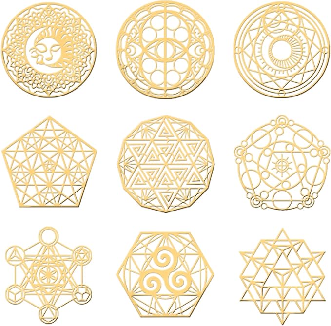 Amazon.com: OLYCRAFT 9Pcs Sacred Geometry Metal Energy Stickers Flower ...